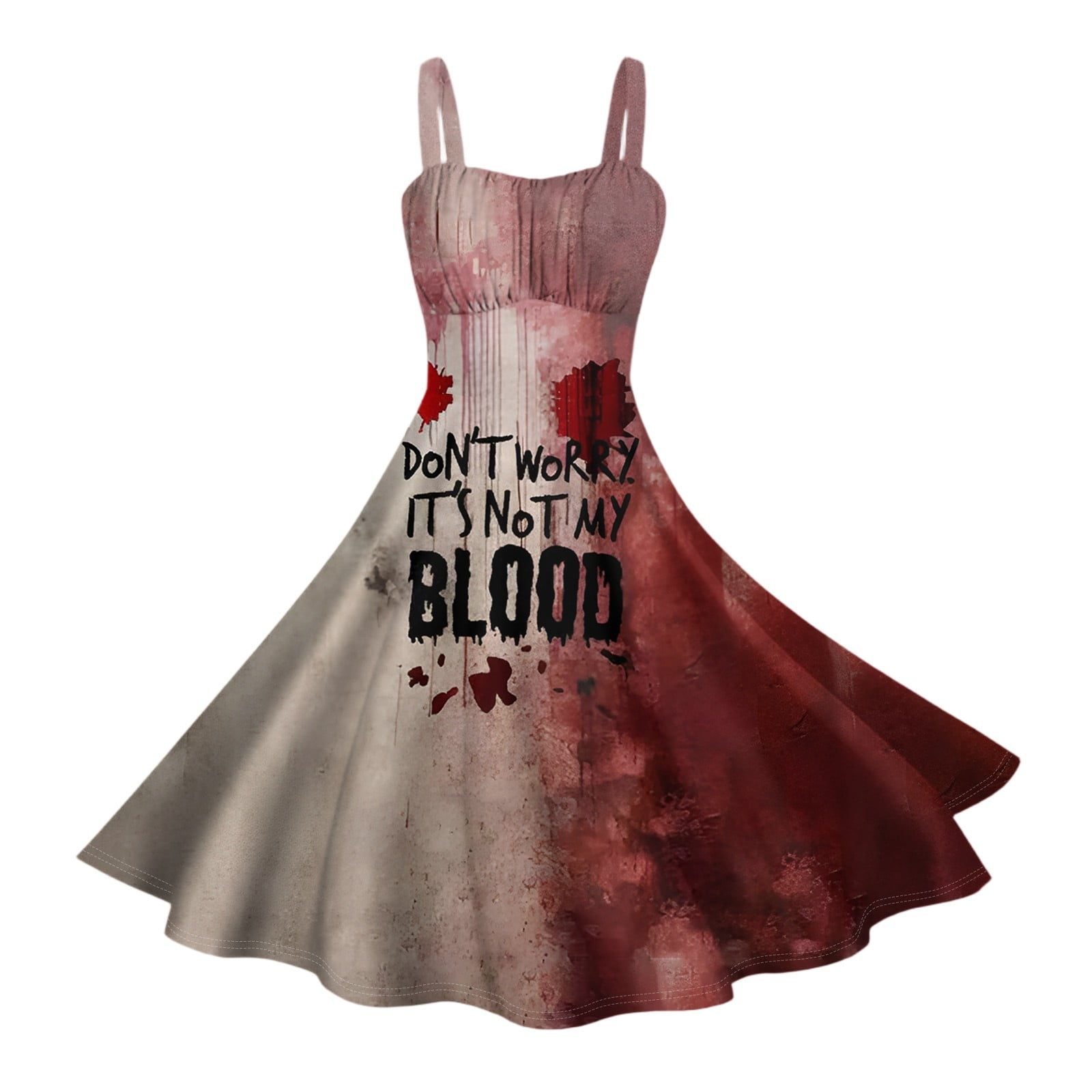 dGslk Women’s Vintage Sleeveless Red Dress with Black Handprint Pattern ...