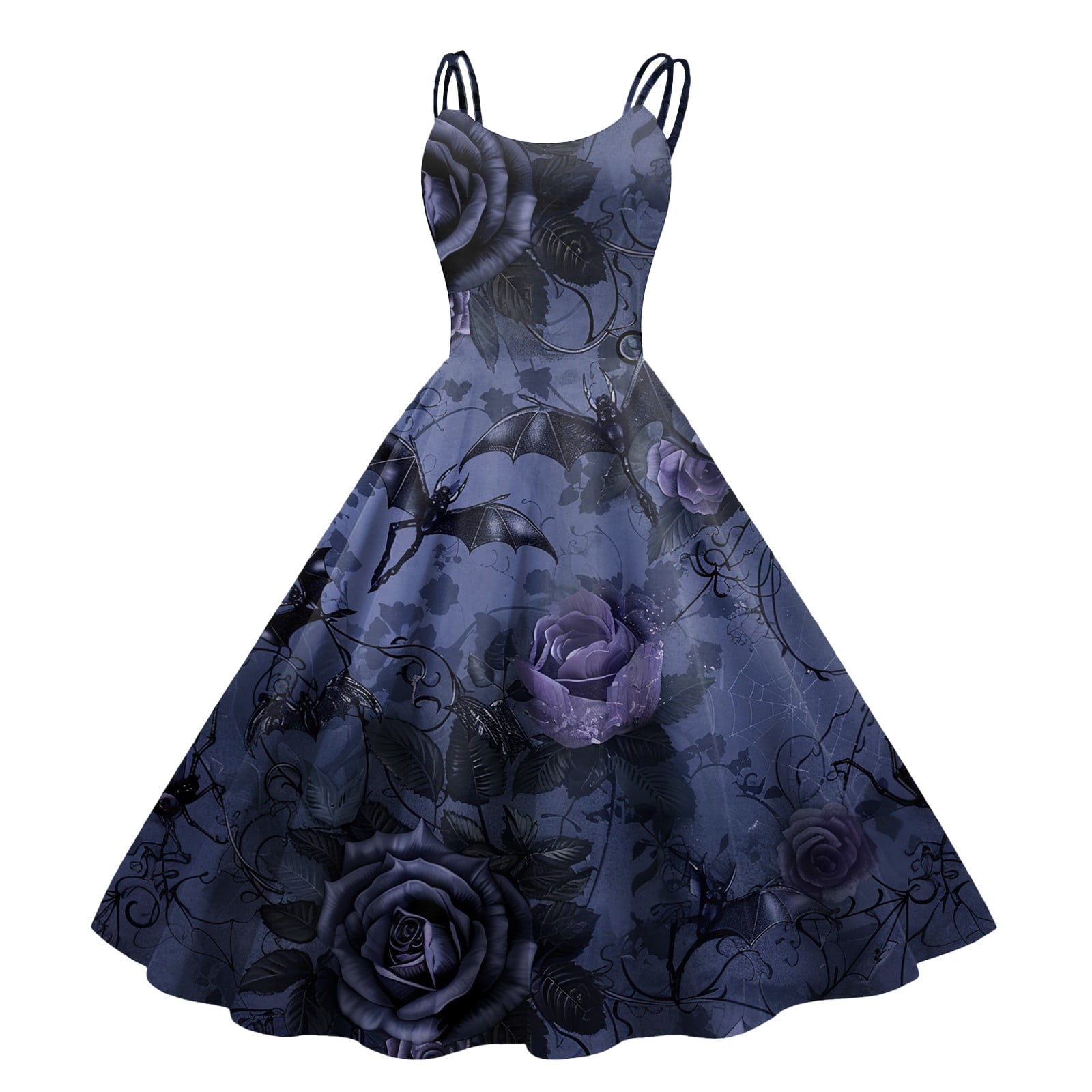 dGslk Women’s Vintage Sleeveless Spaghetti Strap Dress, Purple Cloud ...