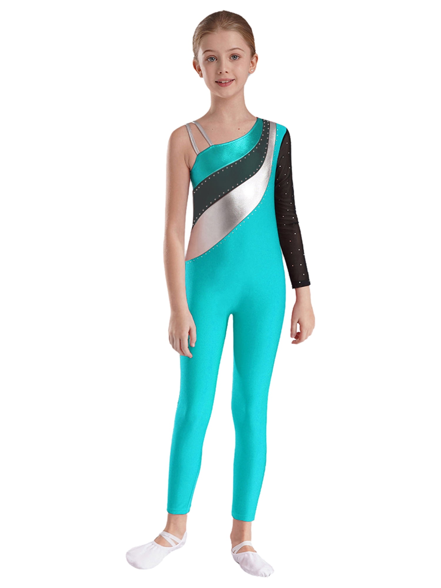 dPois Full Body Gymnastics Leotards for Girls Sparkle Ballet Dance ...