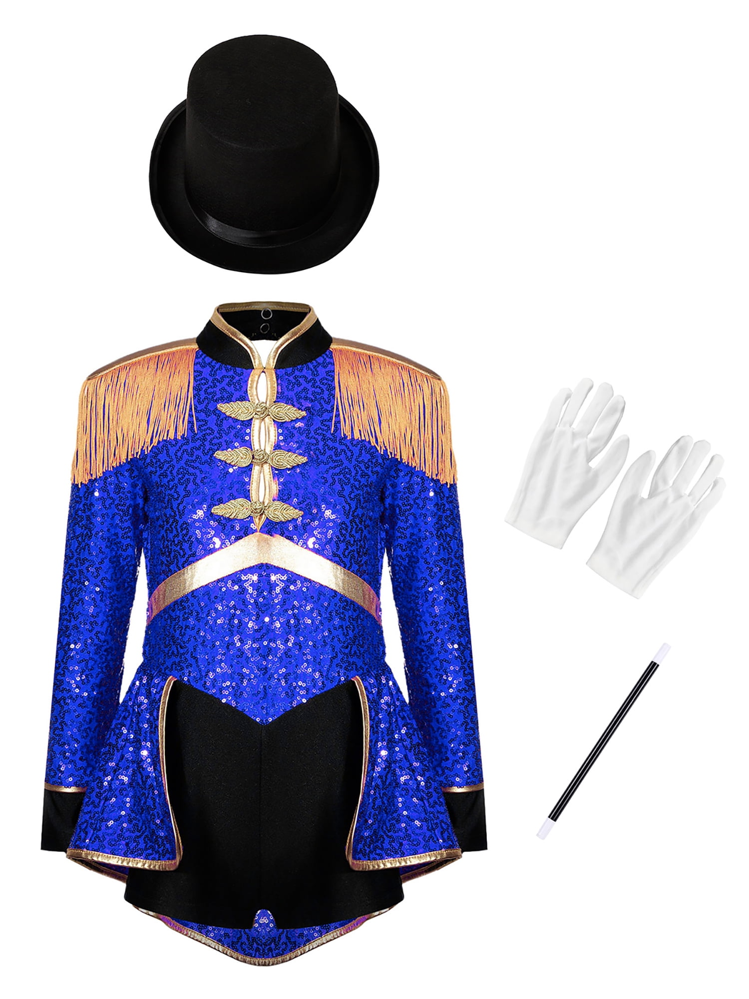 dPois Kids Circus Costume Girls Sequins Magician Drummer Jumpsuit ...