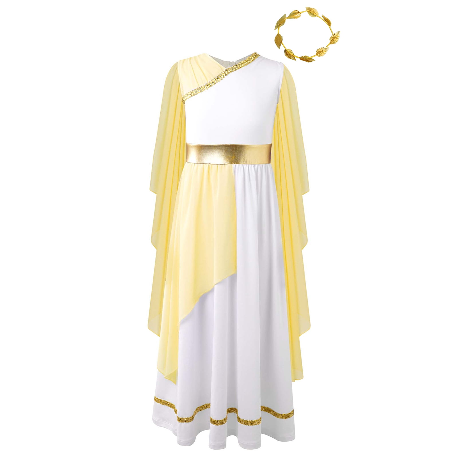 dPois Kids Girls Greek God Costume Cap Sleeve Dance Dress Roman Toga ...