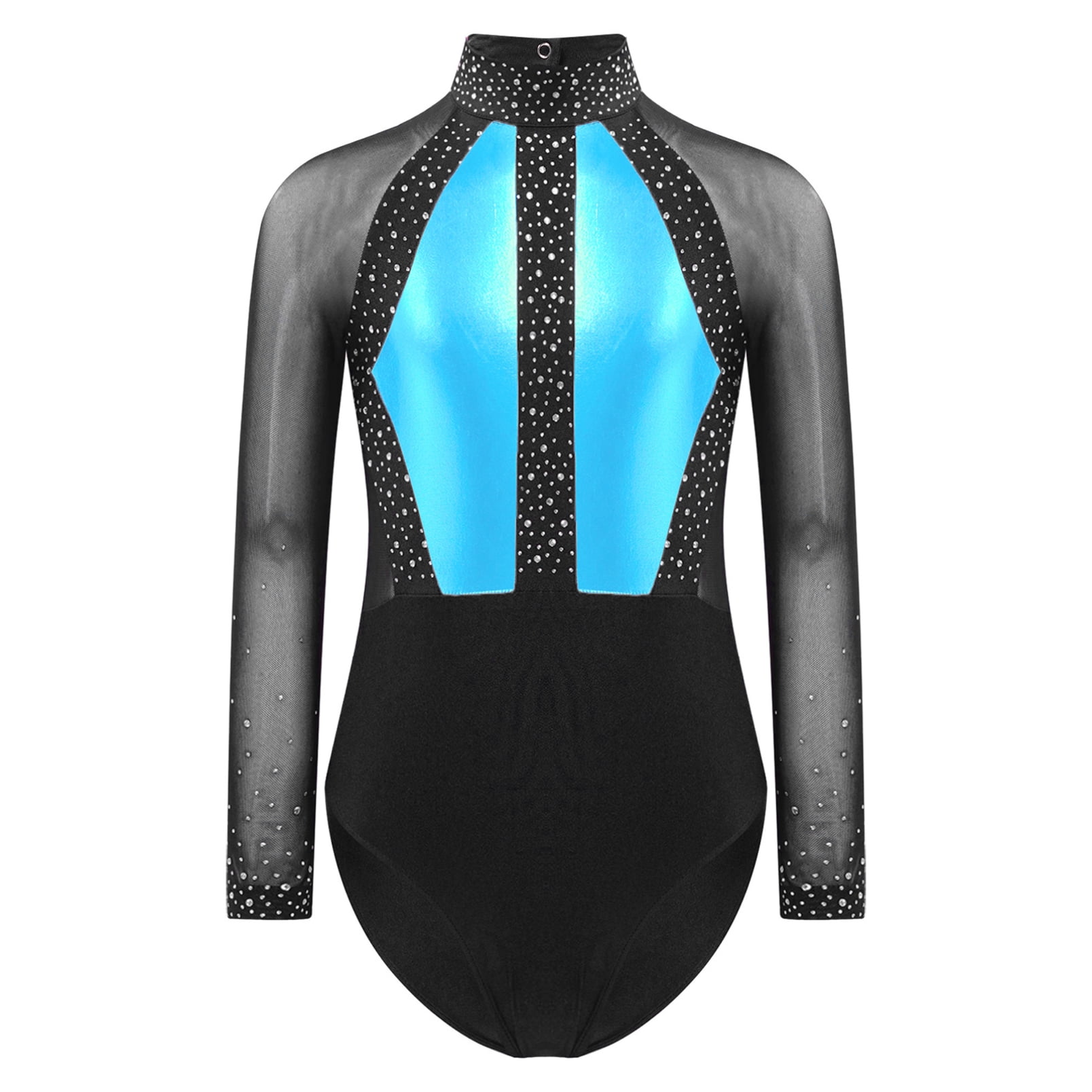 dPois Kids Girls Rhinestone Long Sleeve Gymnastics Leotard Ballet Dance ...
