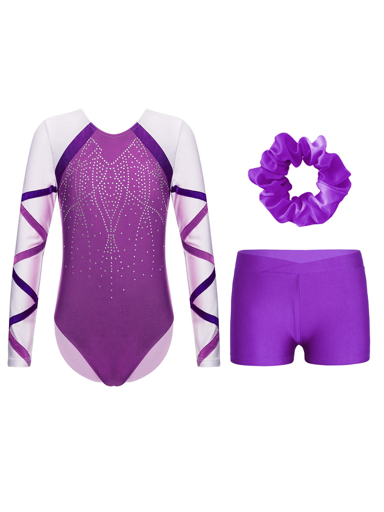 dPois Leotards for Girls Gymnastics Outfit with Booty Shorts Sparkly ...