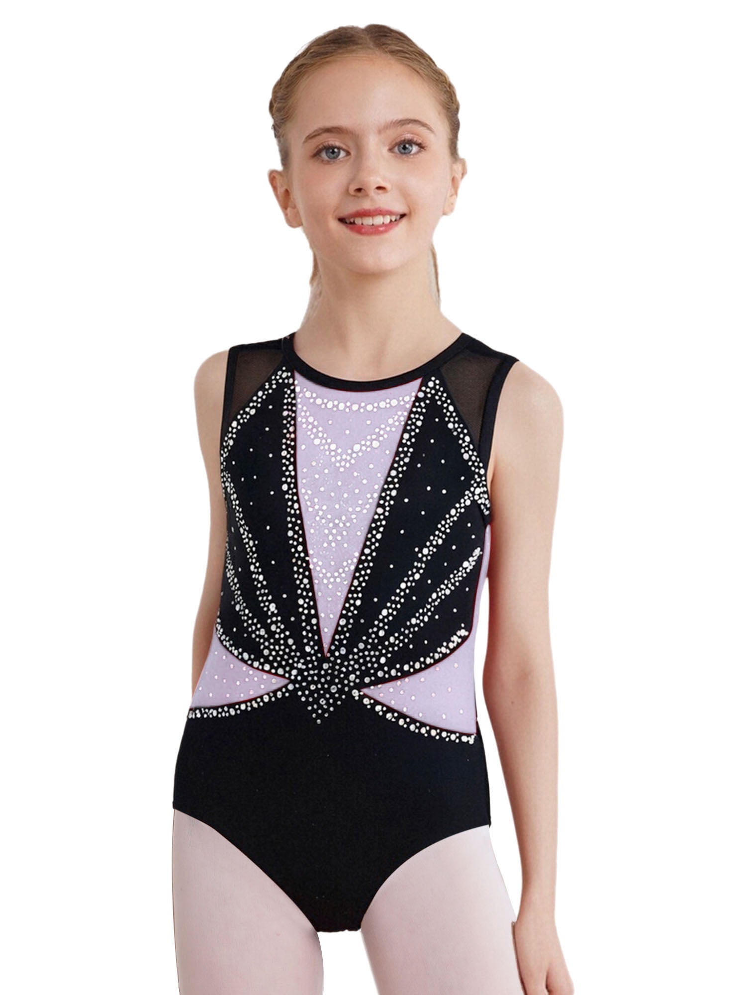 dPois Little Girls' Athletic Unitard Gymnastics Leotard Biketard ...