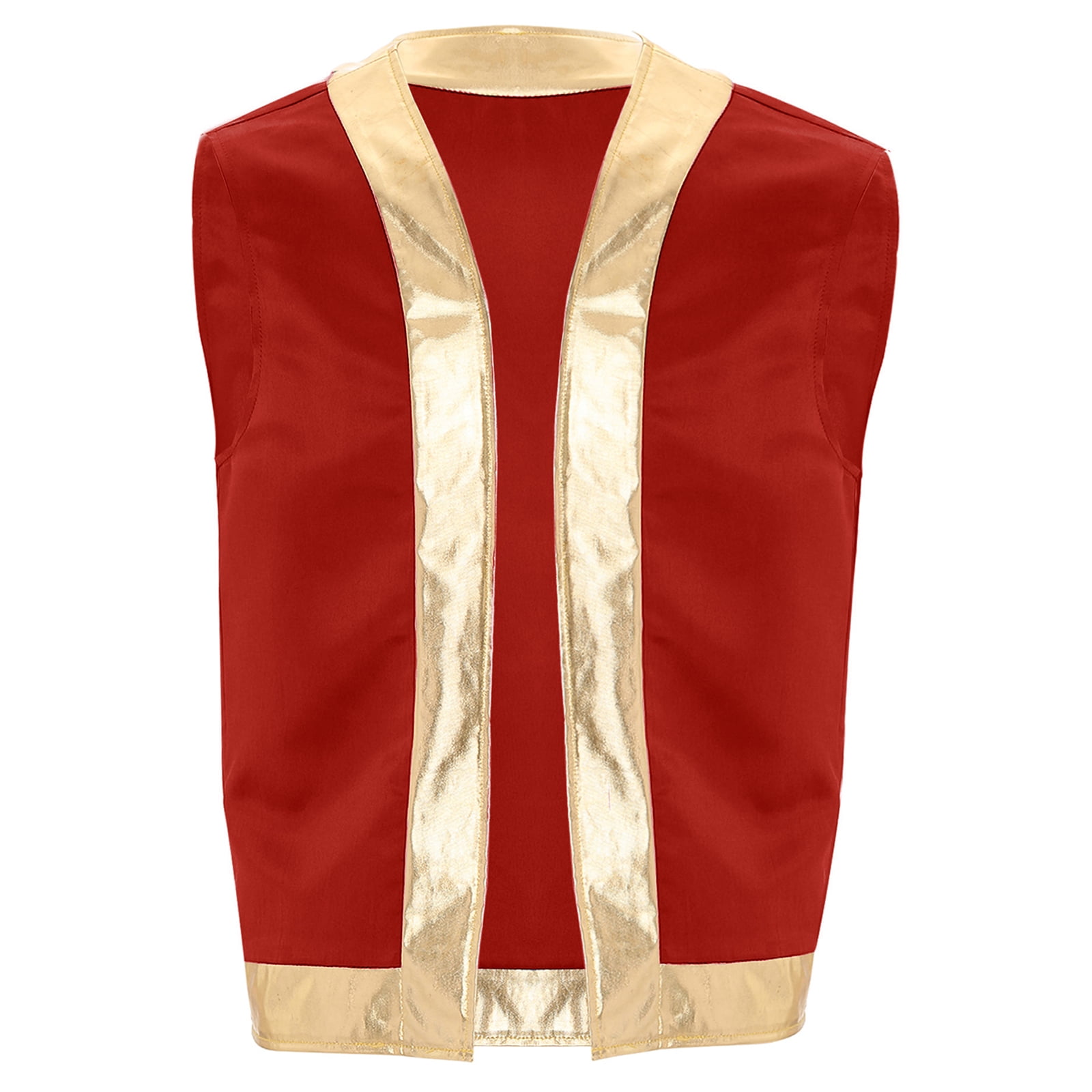 dPois Men's Arabian Prince Toad Vest Open Front Metallic Shiny ...