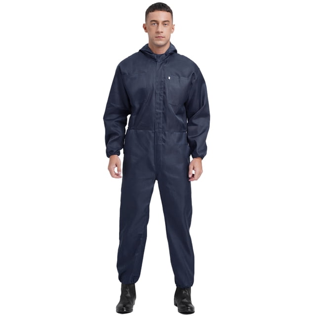 dPois Men's Long Sleeve Work Overall Jumpsuit Dustproof Mechanic ...