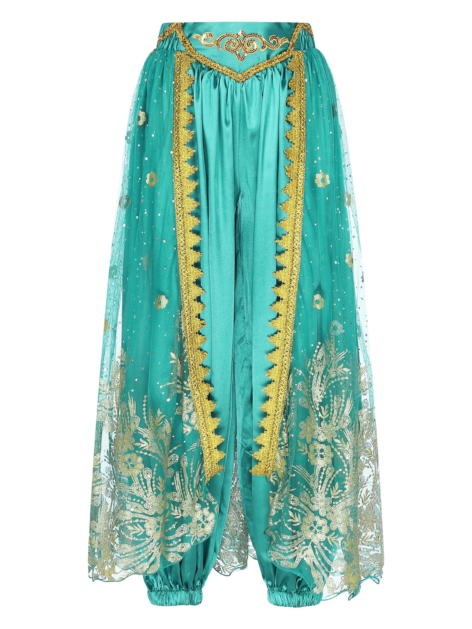 dPois Women Belly Dance Costume Pants Satin Shiny Harem Pants Baggy ...