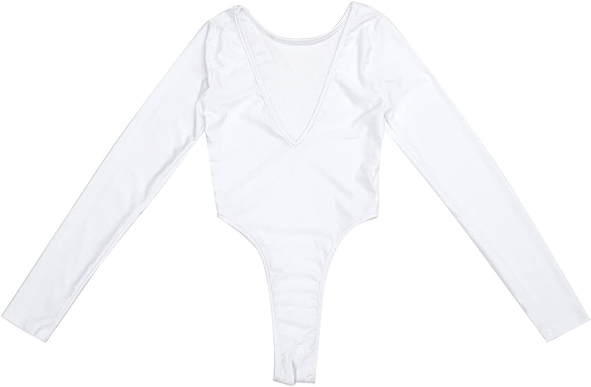 Dpois Women Sexy Sheer See Through One Piece Leotard Thong Bodysuit