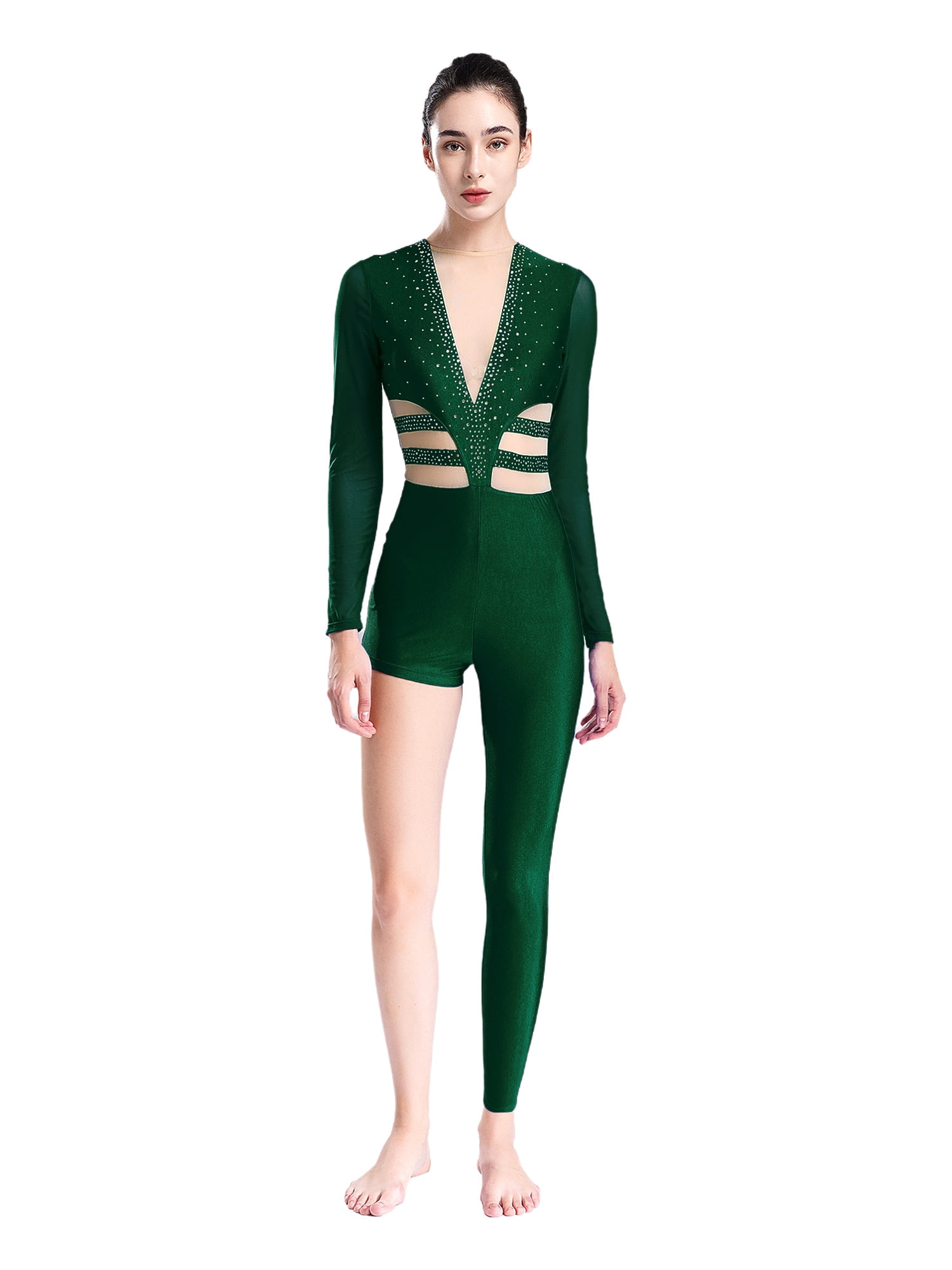 dPois Women Unique Asymmetrical Gymnastics Leotard Unitard Full Length ...