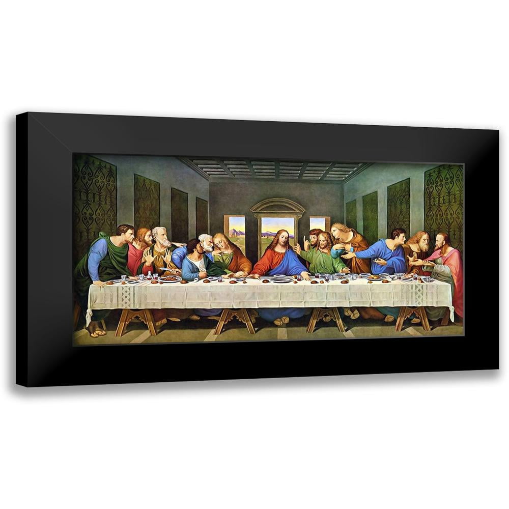Leonardo da Vinci Wall Painting - The Last Supper Original, 24x14 Black ...