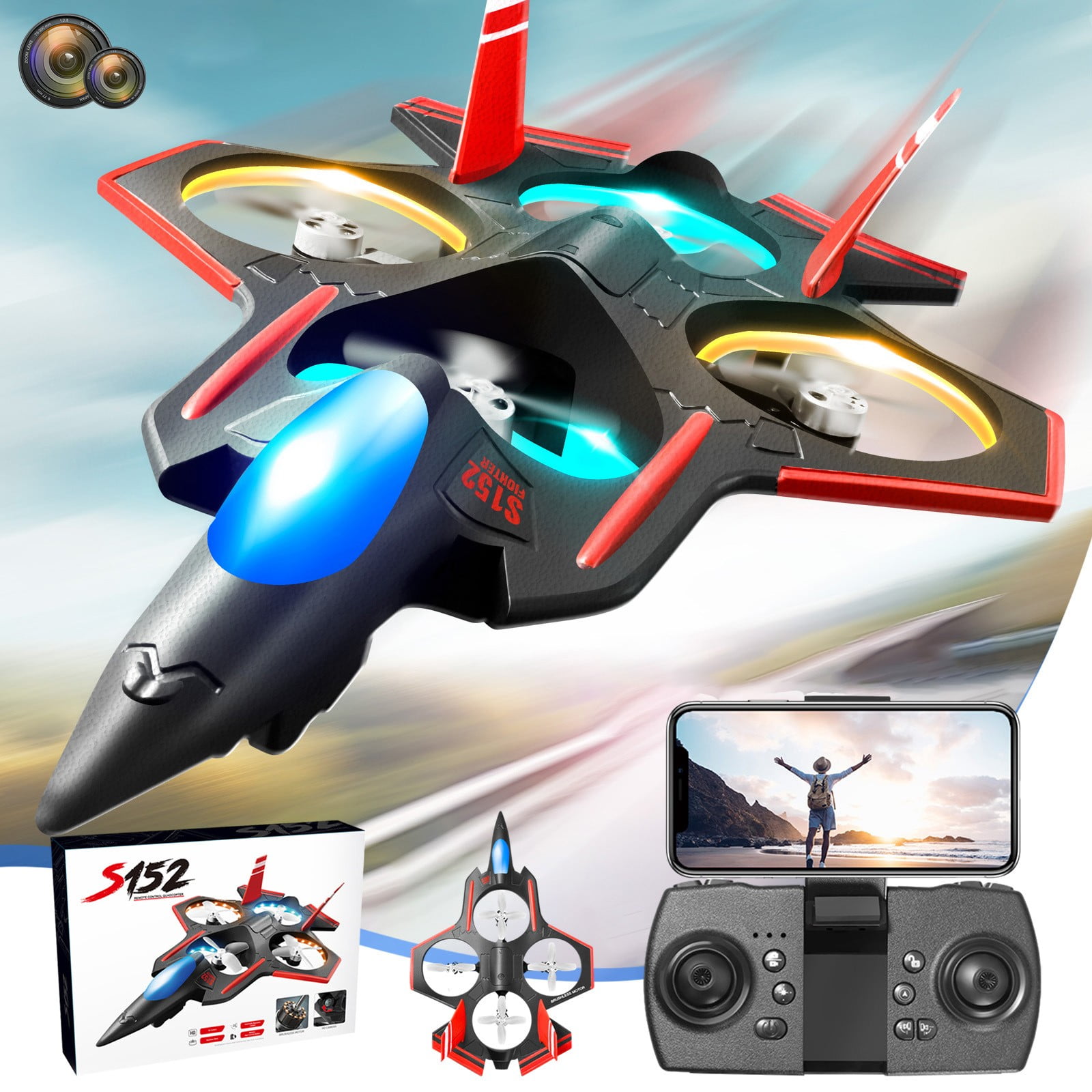 daily Deals Drone with 1080P Camera for Beginners and Kids, Foldable ...