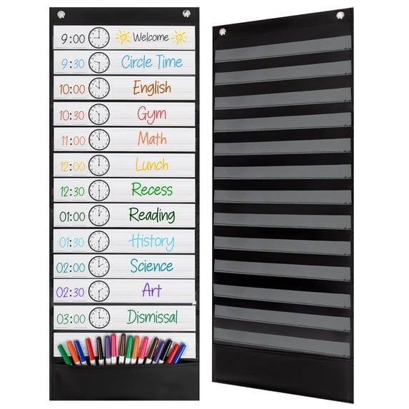 daily schedule chart with 13 pockets, durable visual planner for ...