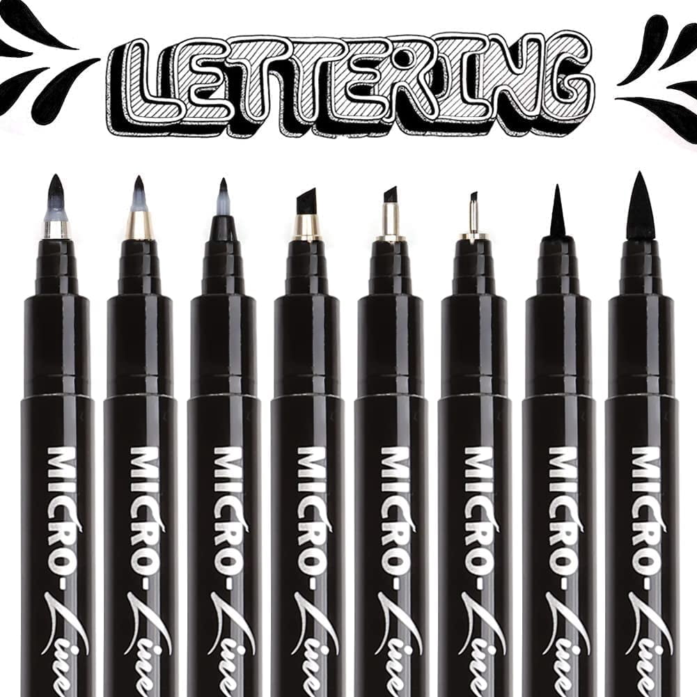 dainayw Calligraphy Brush Pen, Hand Lettering Pens, 8 Size Black ...