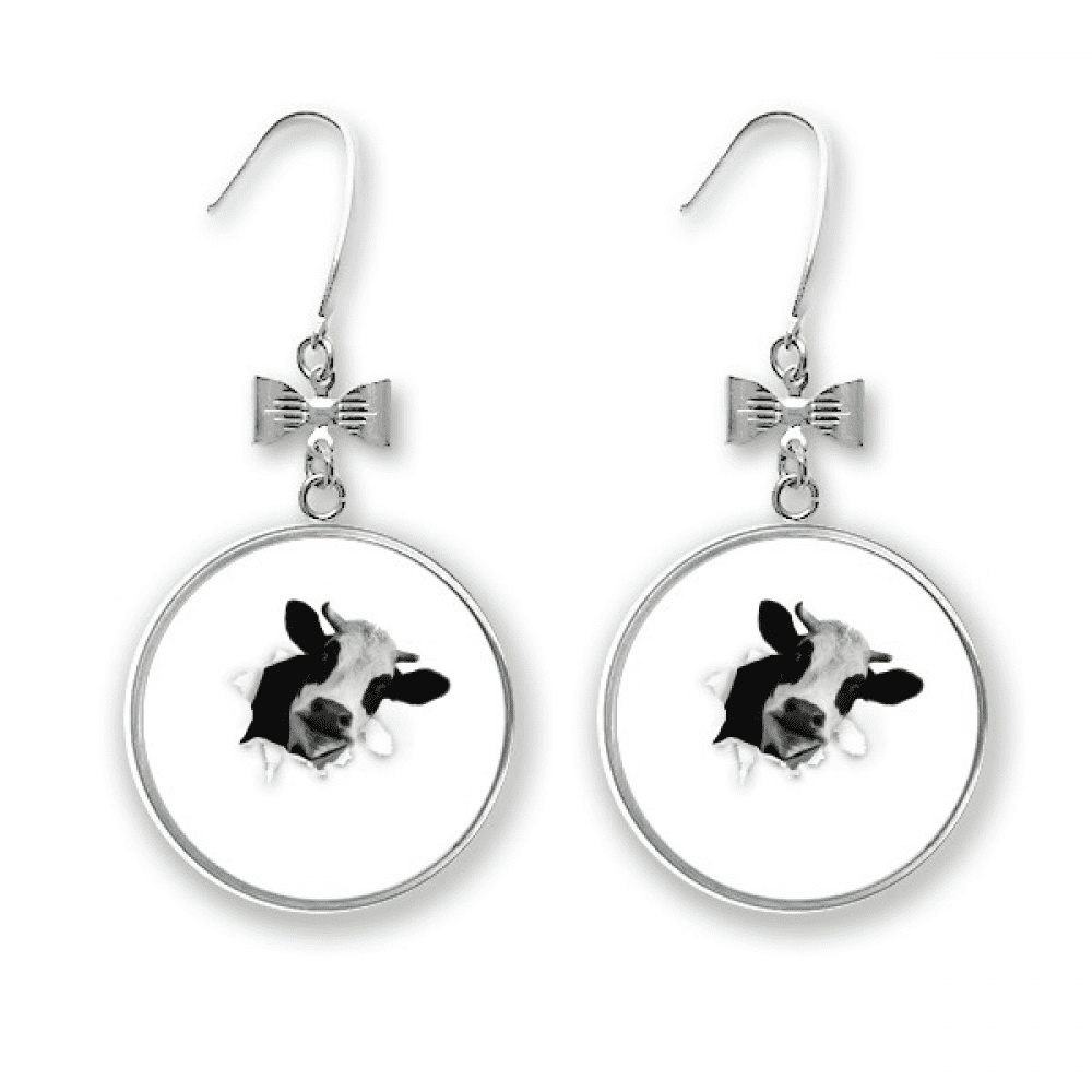 dairy cows impacted broken animal paper bow earrings drop stud pierced ...