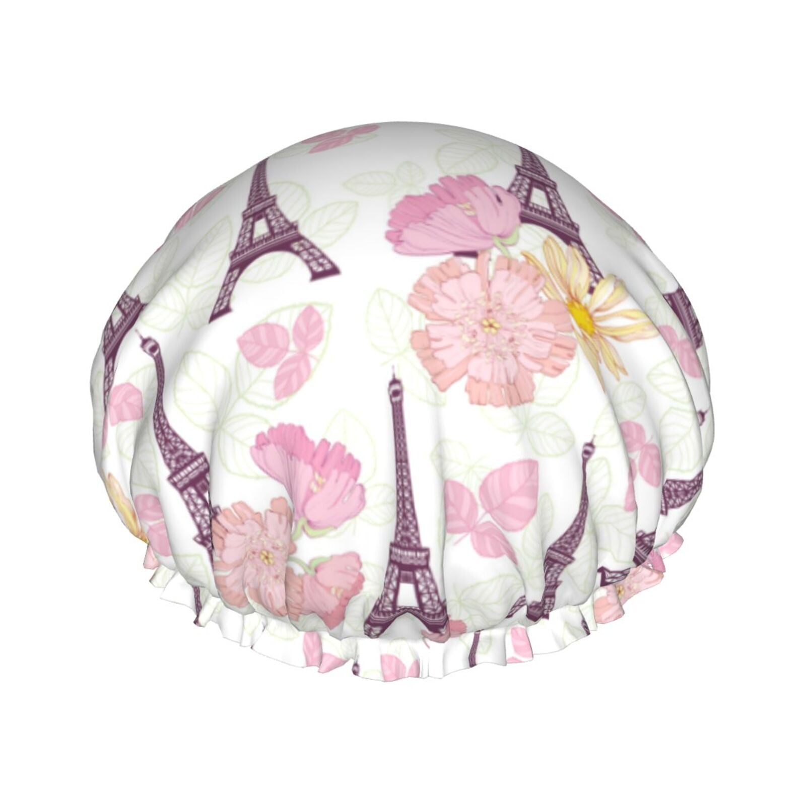 daisy Eiffel Tower flower Shower Cap, Double Layers Shower Cap ...