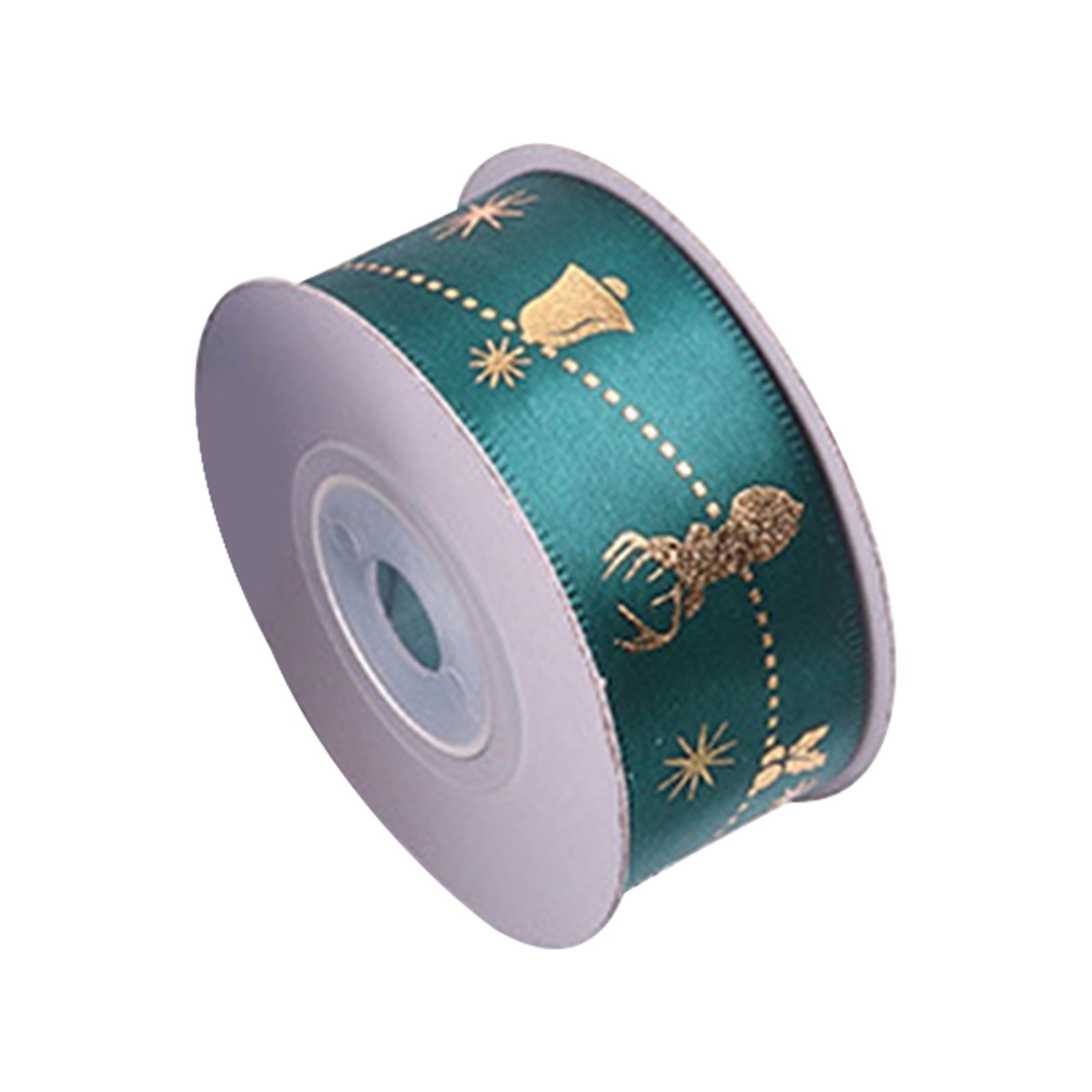 dajkiuy 1 Rolls Christmas Ribbons, Green Satin Ribbons with Gold ...