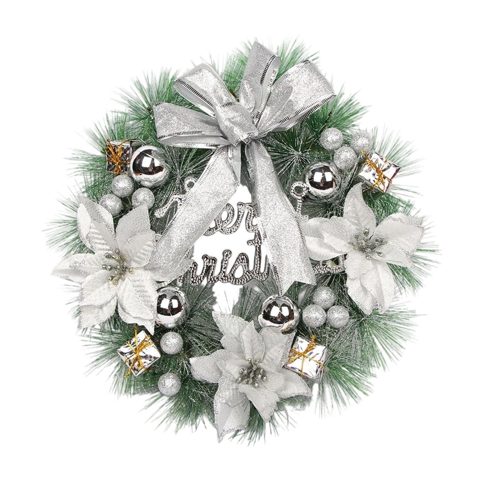 dajkiuy 11.8Inch Christmas Wreath for Front Door, Merry Christmas ...