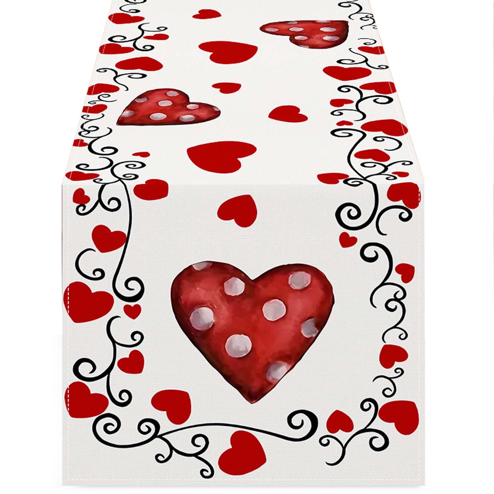 dajkiuy 13x72 inch Valentine's Day Table Runner, Linen Red Love Table ...