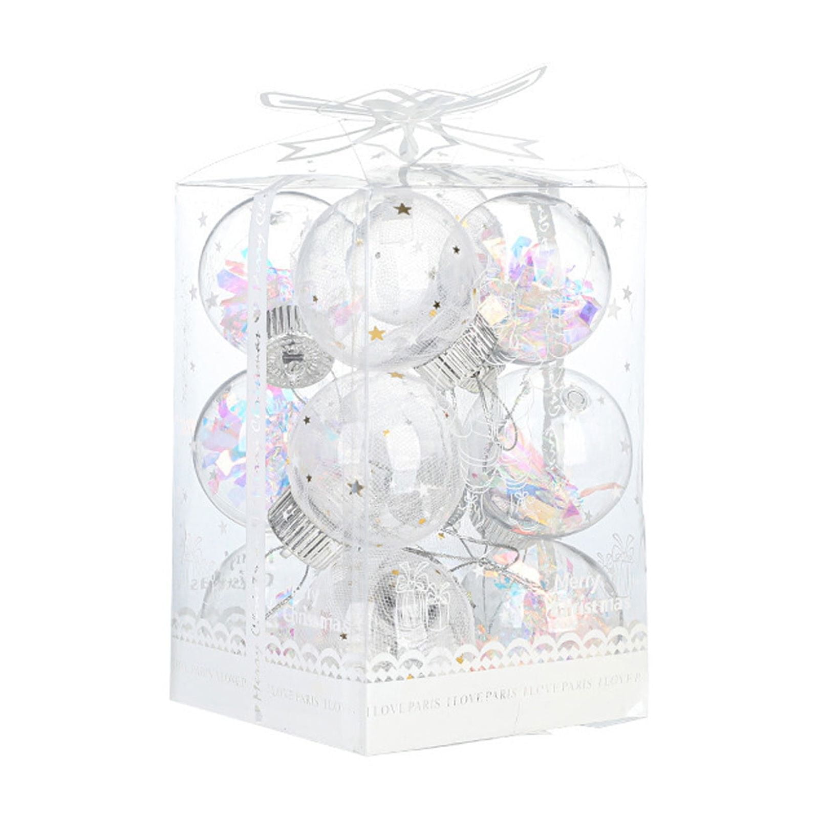 dajkiuy 2.36" Shatterproof Clear Plastic Christmas Tree Ball Ornaments ...