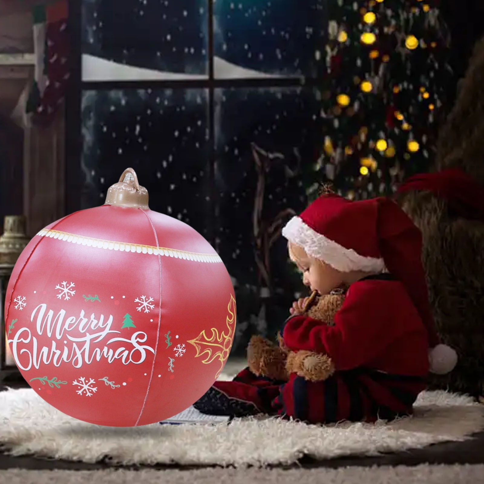 dajkiuy 24 Inch Giant Inflatable Christmas Ball PVC Inflatable ...