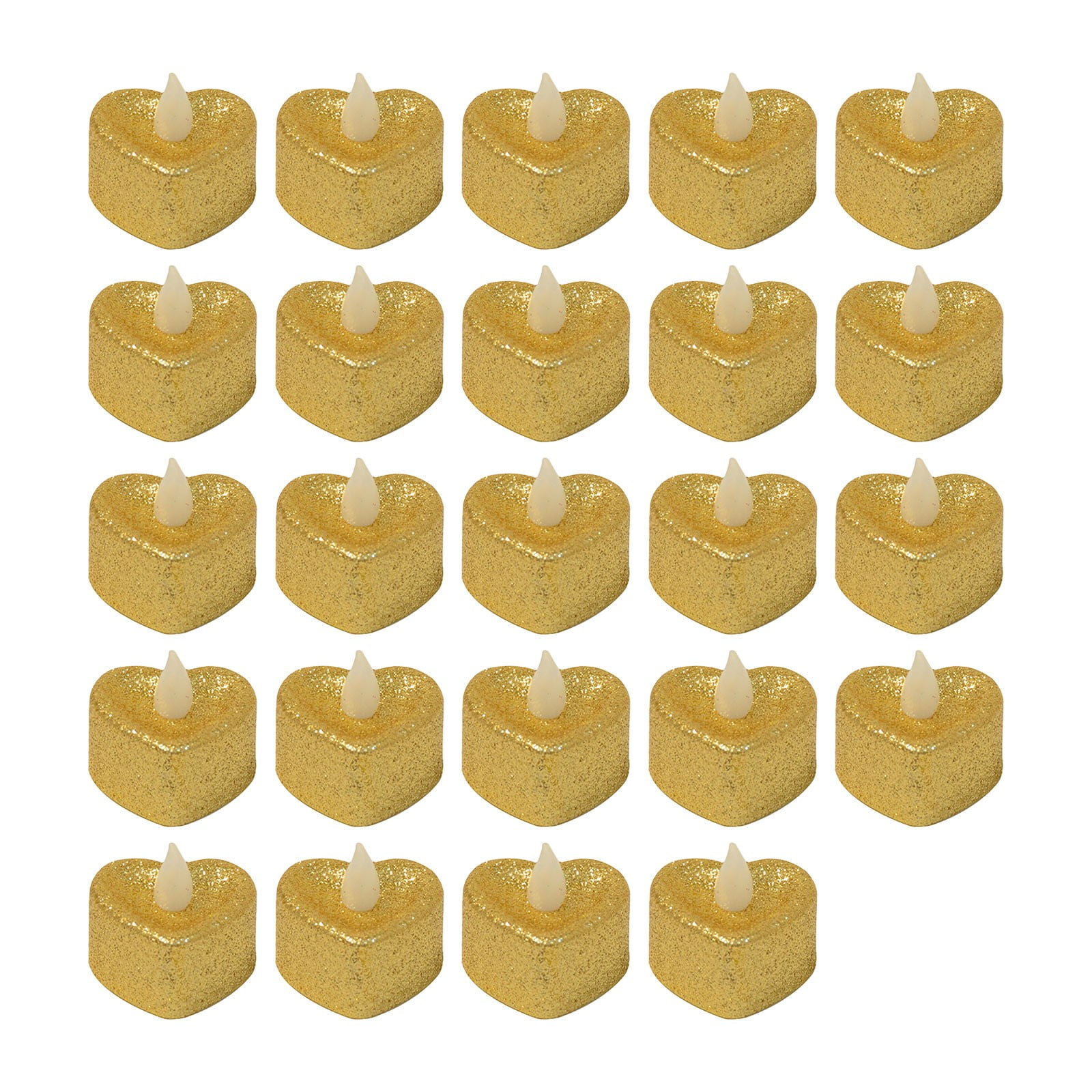 dajkiuy 24 Pcs Valentine's Day Heart-Shaped Tealights, Gold Flameless ...