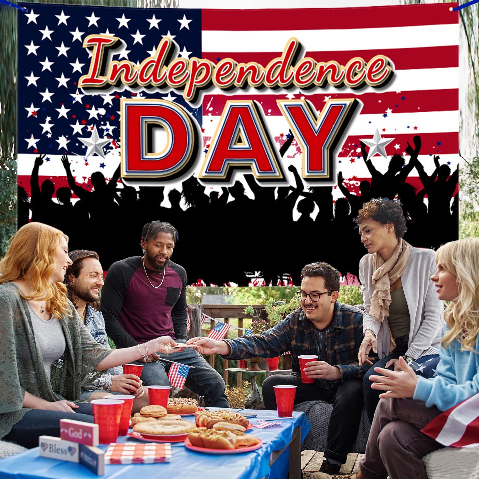 dajkiuy 4th of July Independence Day Flagscape: Decorative Flags for ...