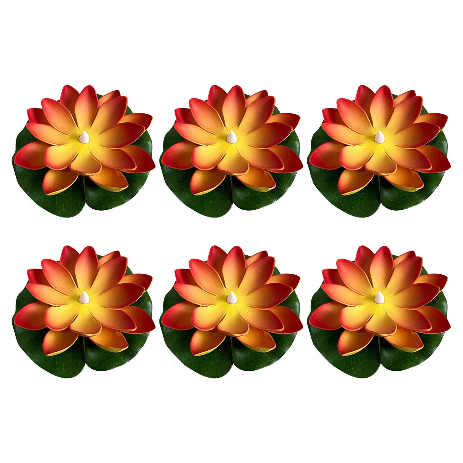 dajkiuy 6 Pcs Floating Pool Lights,Lily pad Pond Light LED Lotus Flower ...