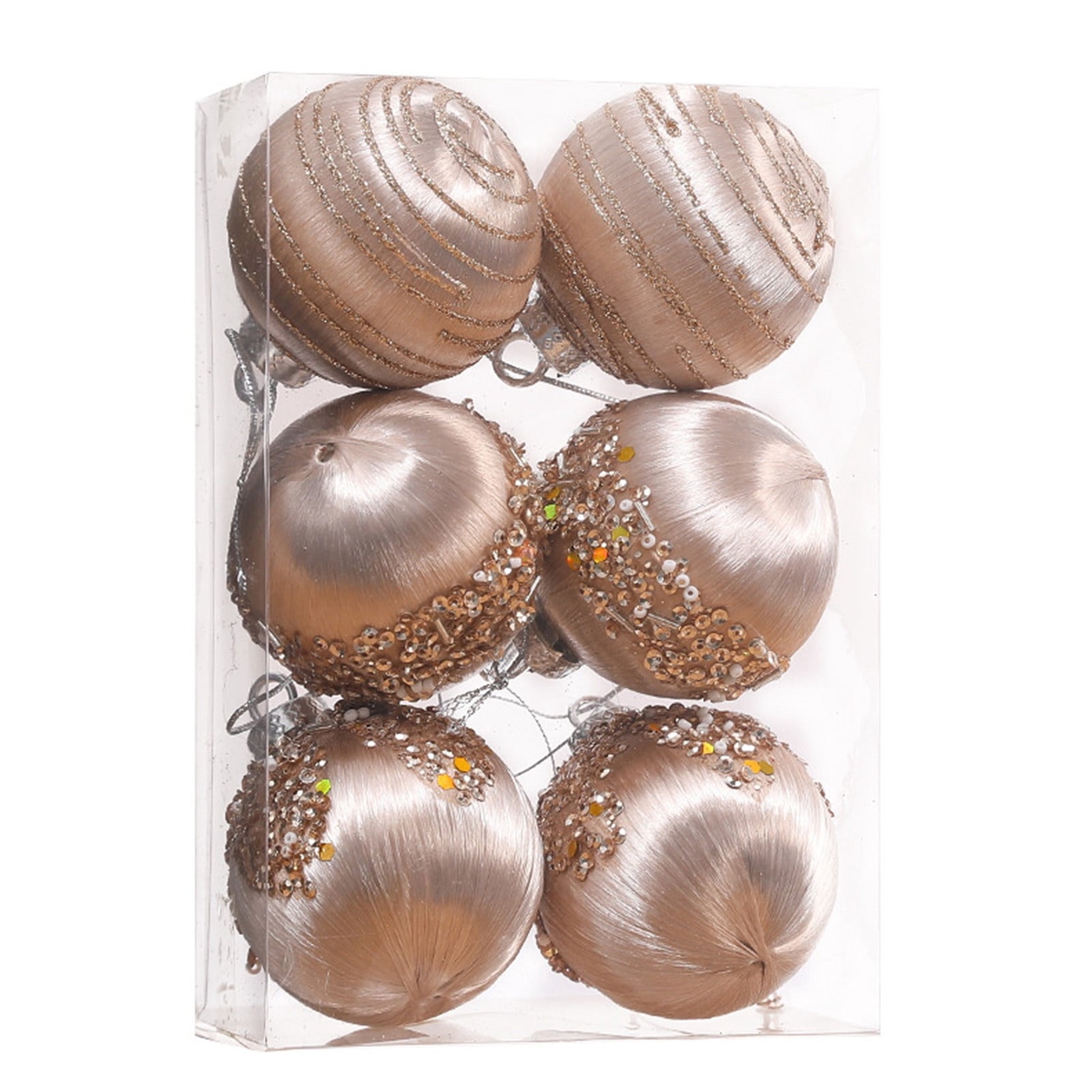 dajkiuy 6PCS Christmas Ball Ornaments, Velvet Silk Holiday Hanging ...