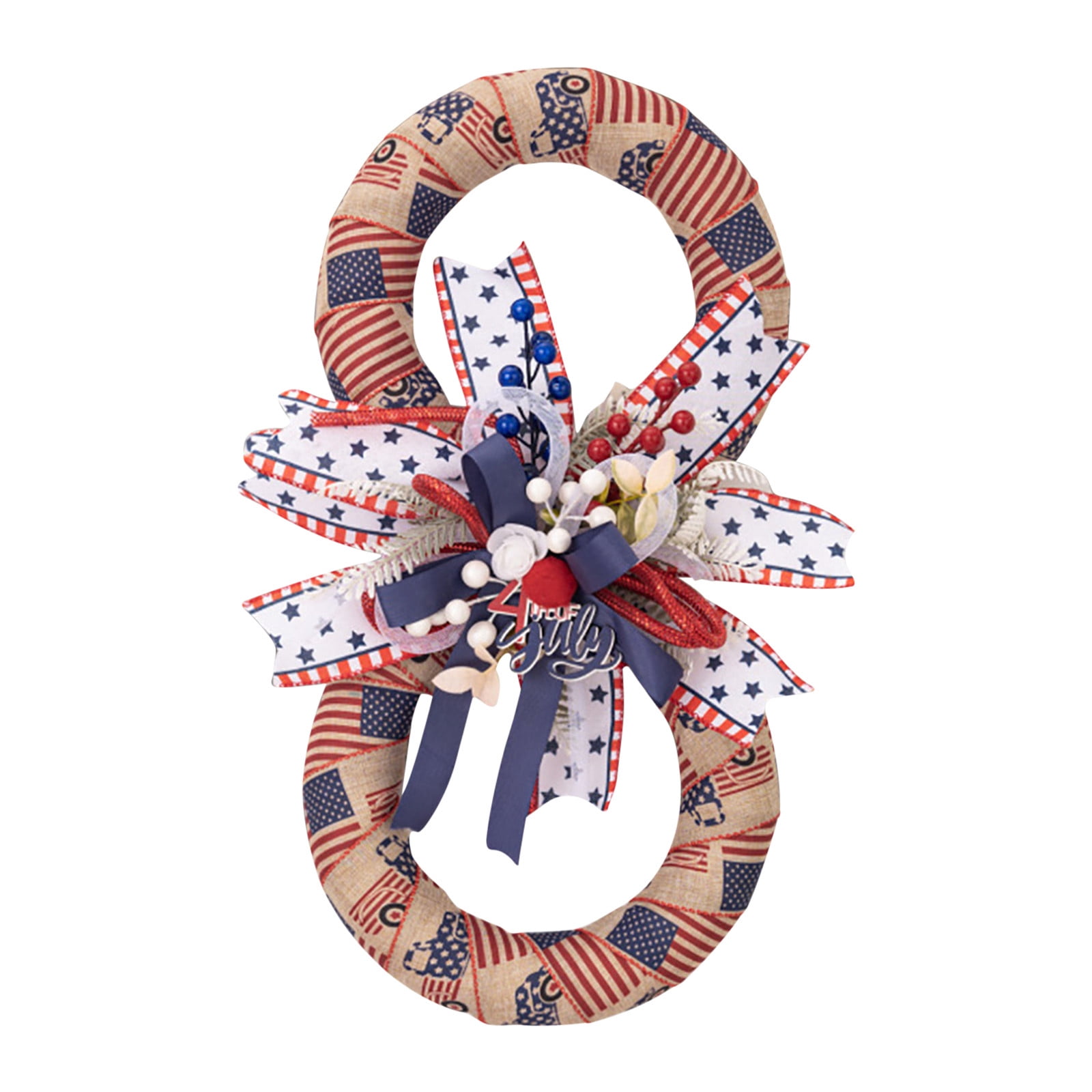 dajkiuy American Flag Floral Wreath Patriotic Decorations 22 inches ...