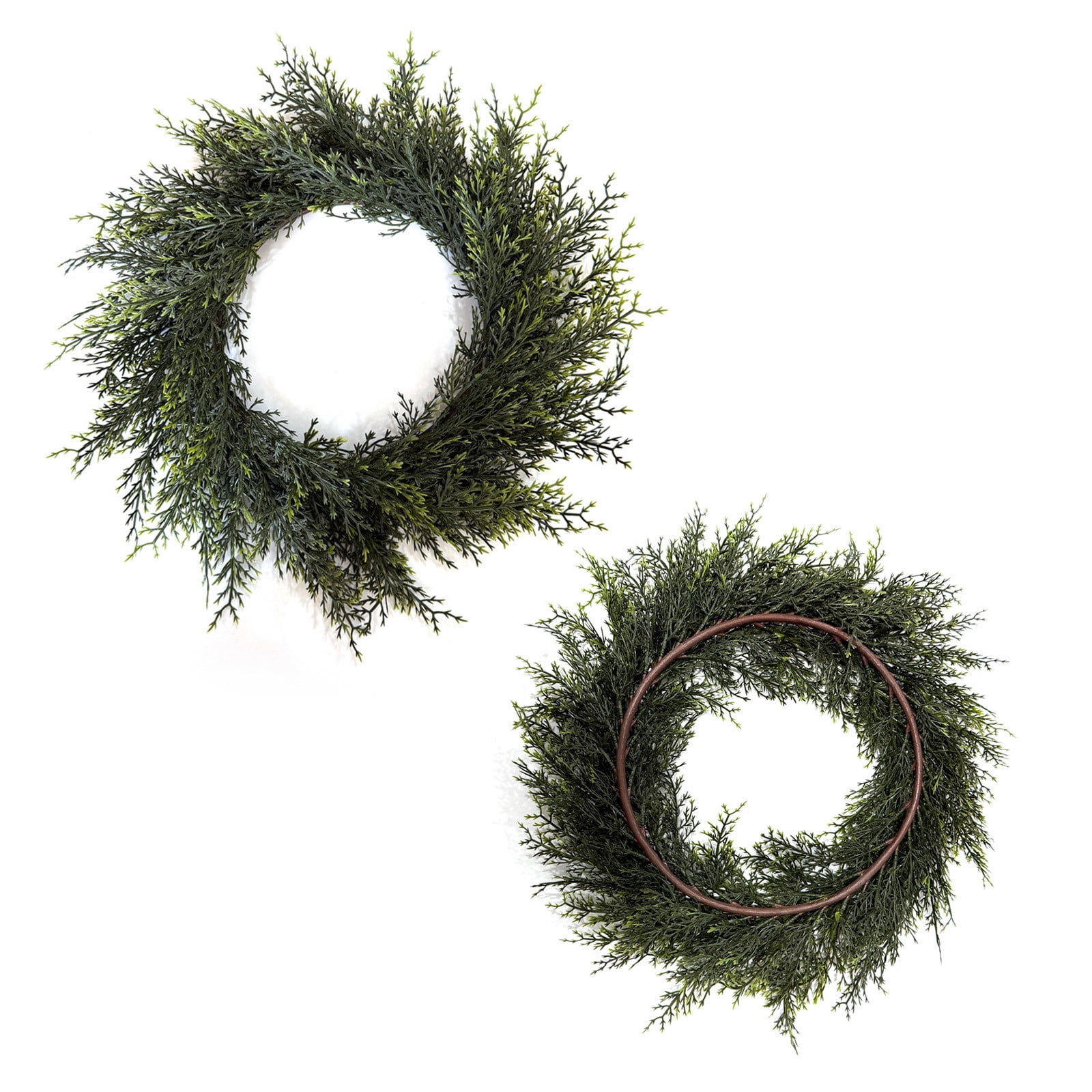 dajkiuy Artificial Christmas Wreaths, 11.8 Inch Faux Cedar Wreath ...