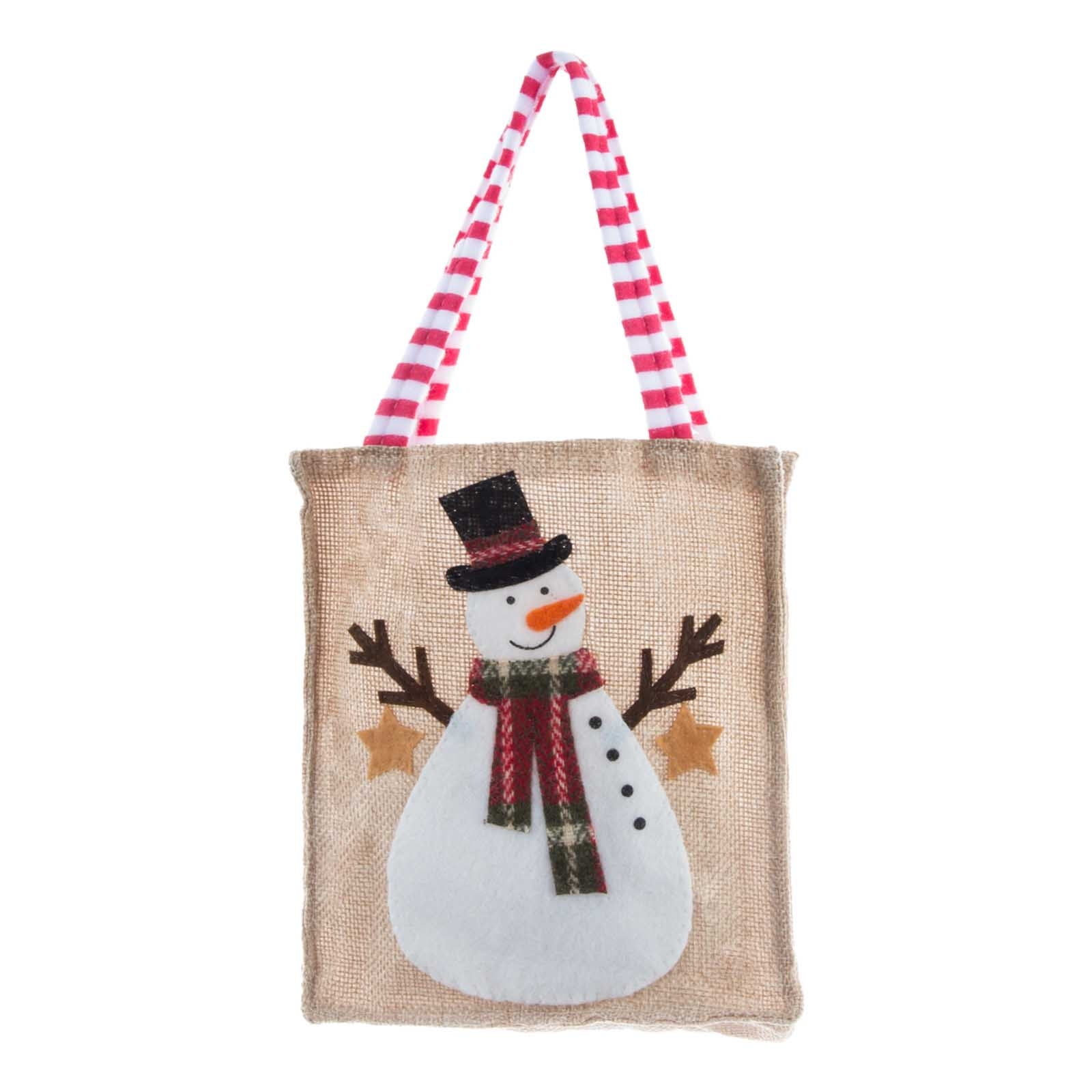 dajkiuy Christmas Linen Bags,Xmas Elements Candy Bags,Linen Treat Bags ...