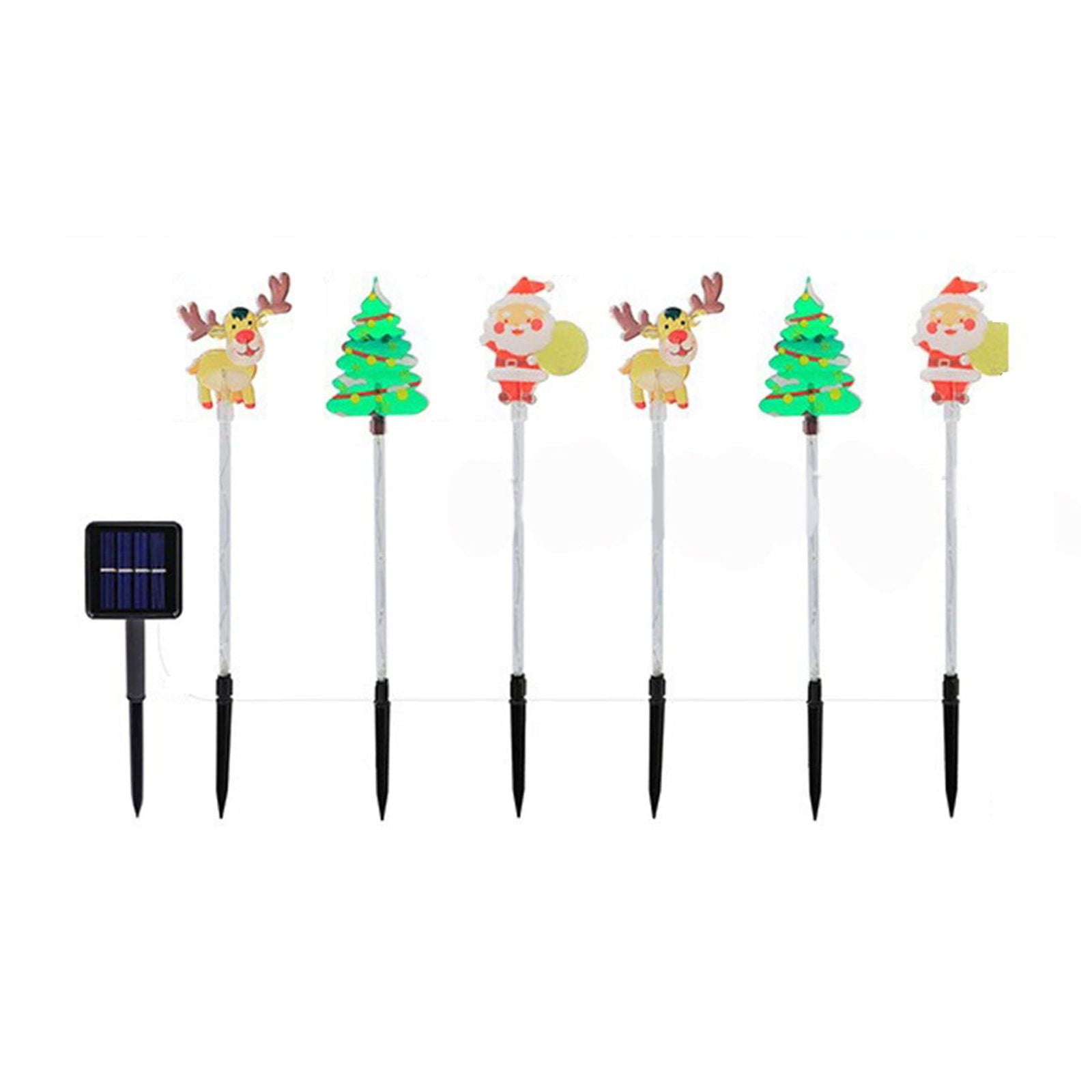 dajkiuy Christmas Solar Pathway Lights, LED Santa Claus Snowman ...