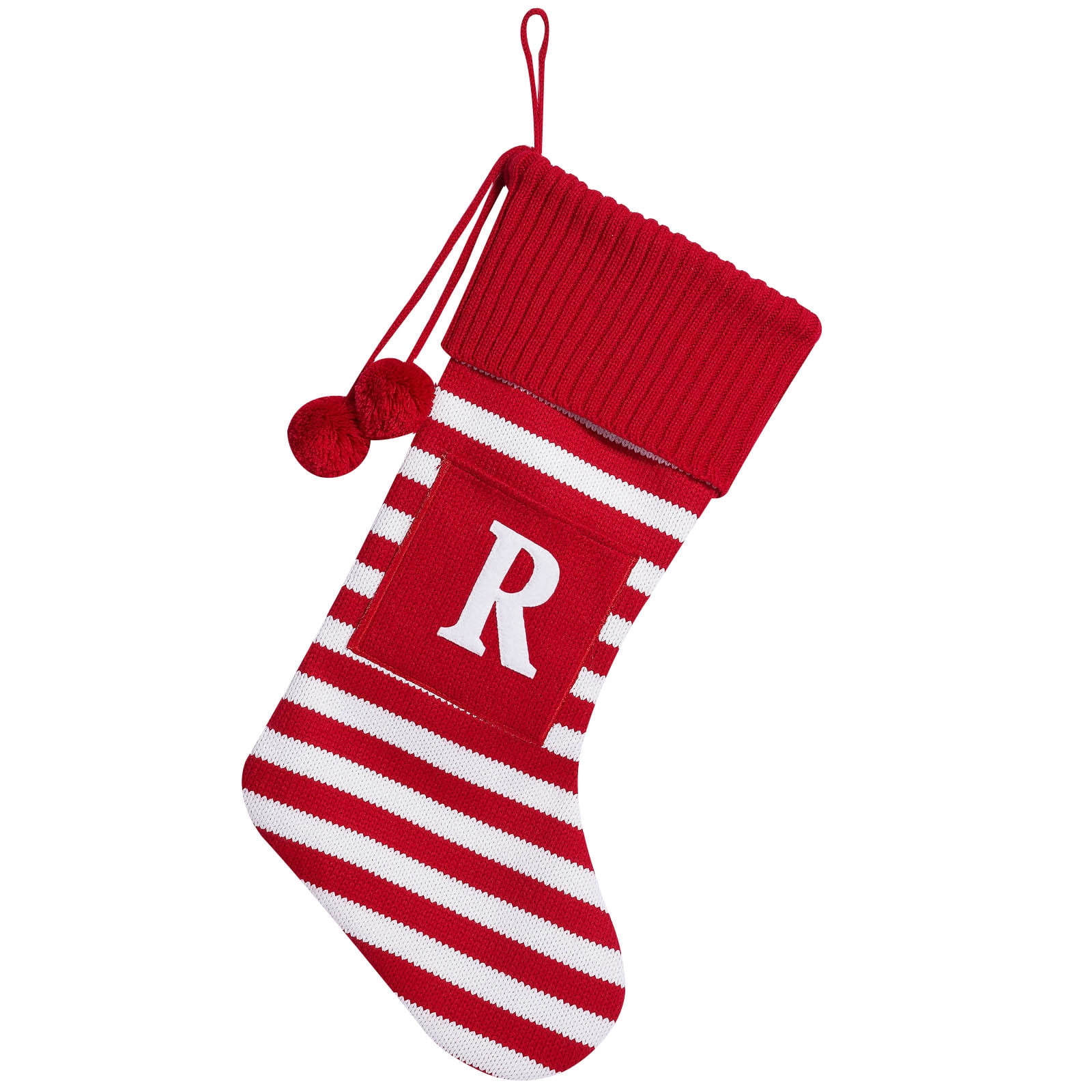 dajkiuy 16.5 Inches Knitted Christmas Stockings with Initials,White ...