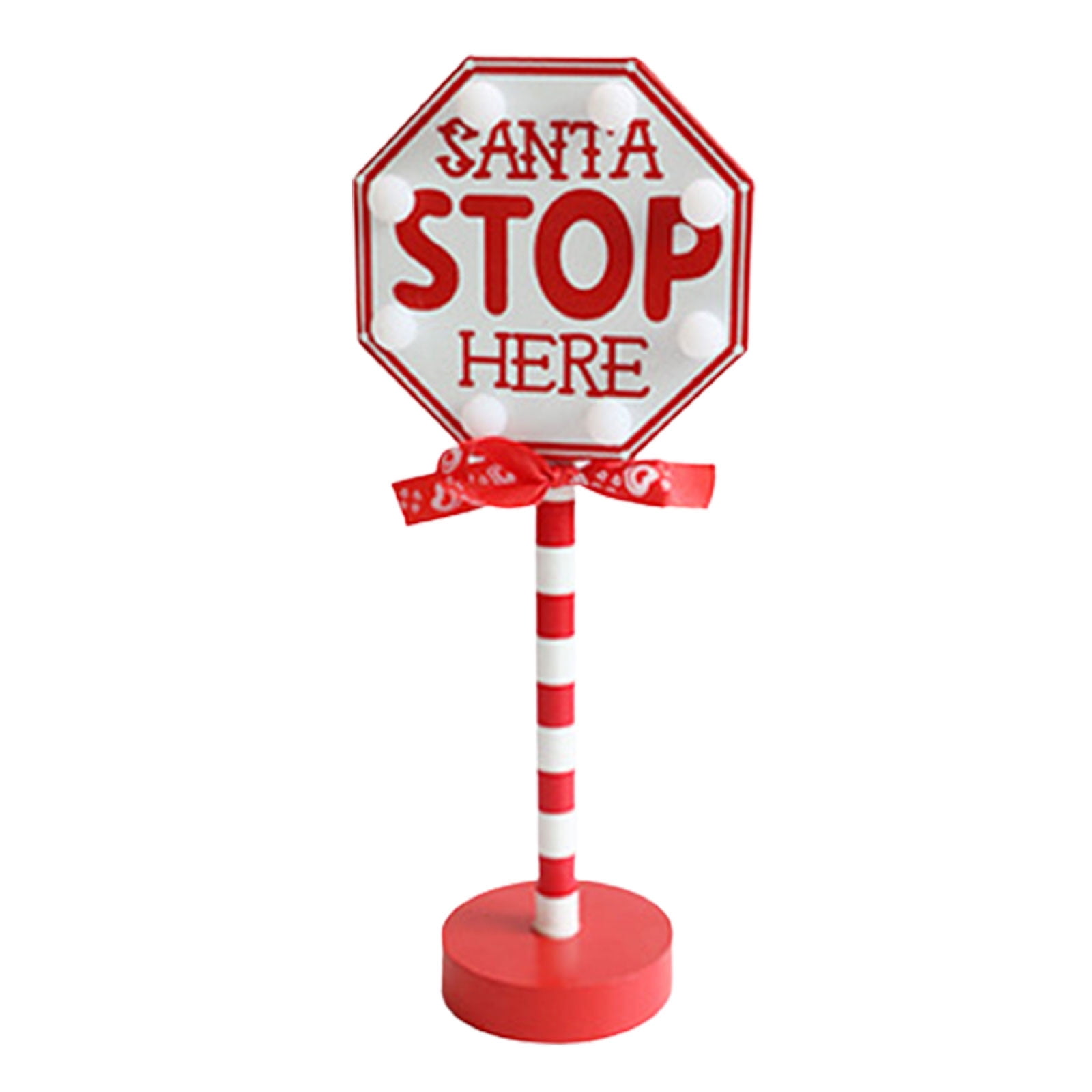 dajkiuy Christmas Signs, Santa Stop Here Sign Light up Small Standing ...