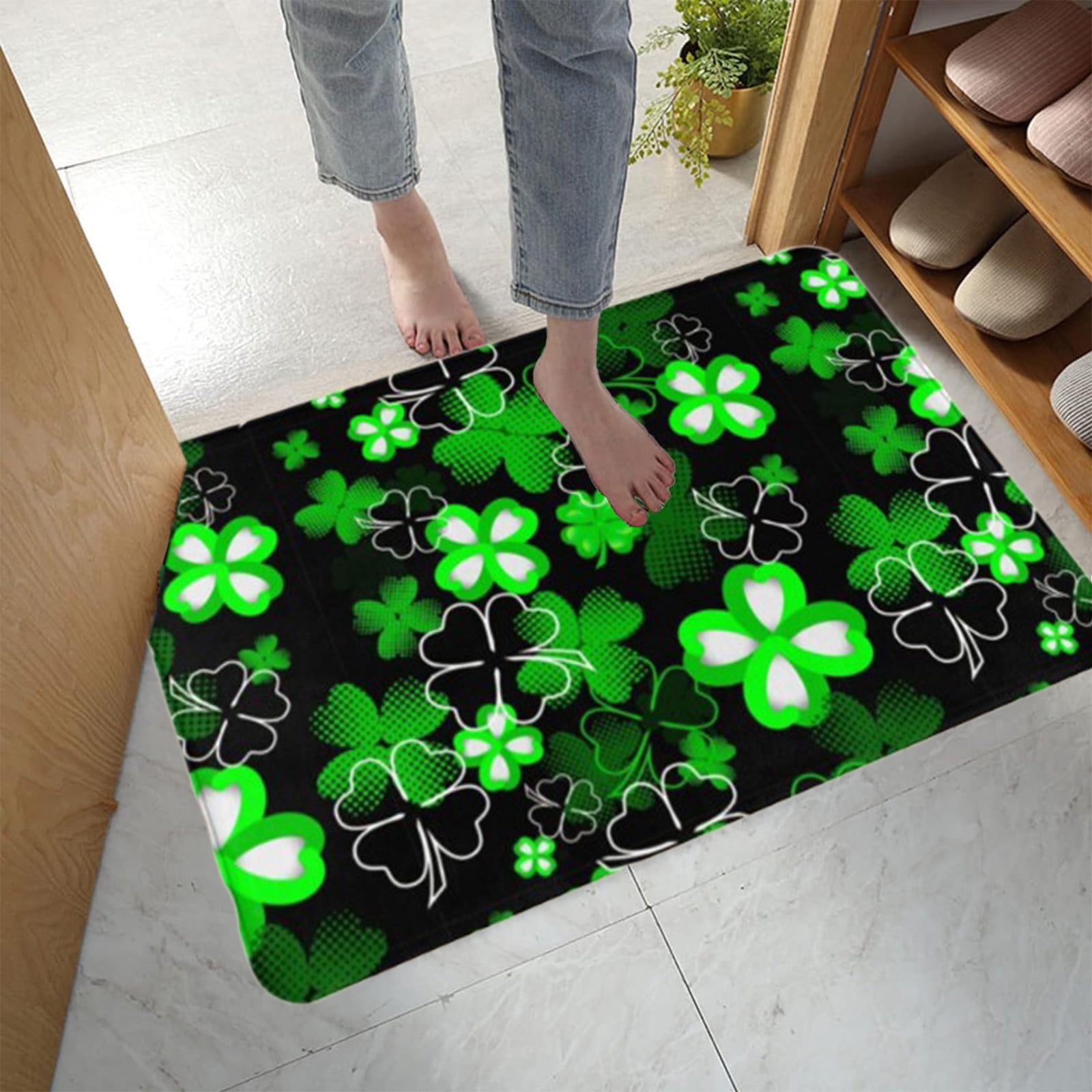 dajkiuy Front Door Mat St. Patrick's Day Rug Ornament Green Decorative ...