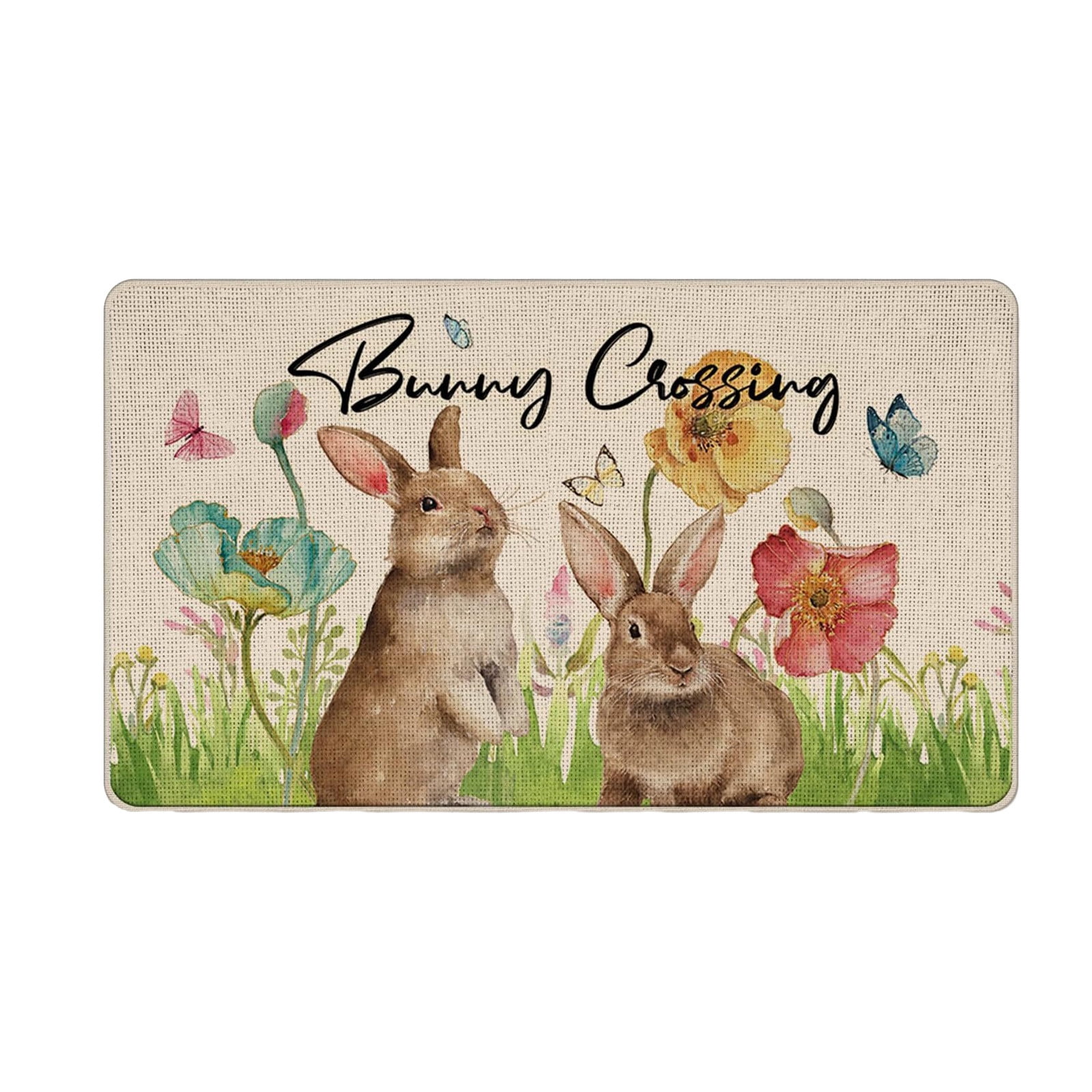 dajkiuy Clearance Happy Easter Kitchen Mats Spring Bunny Eggs Flowers ...