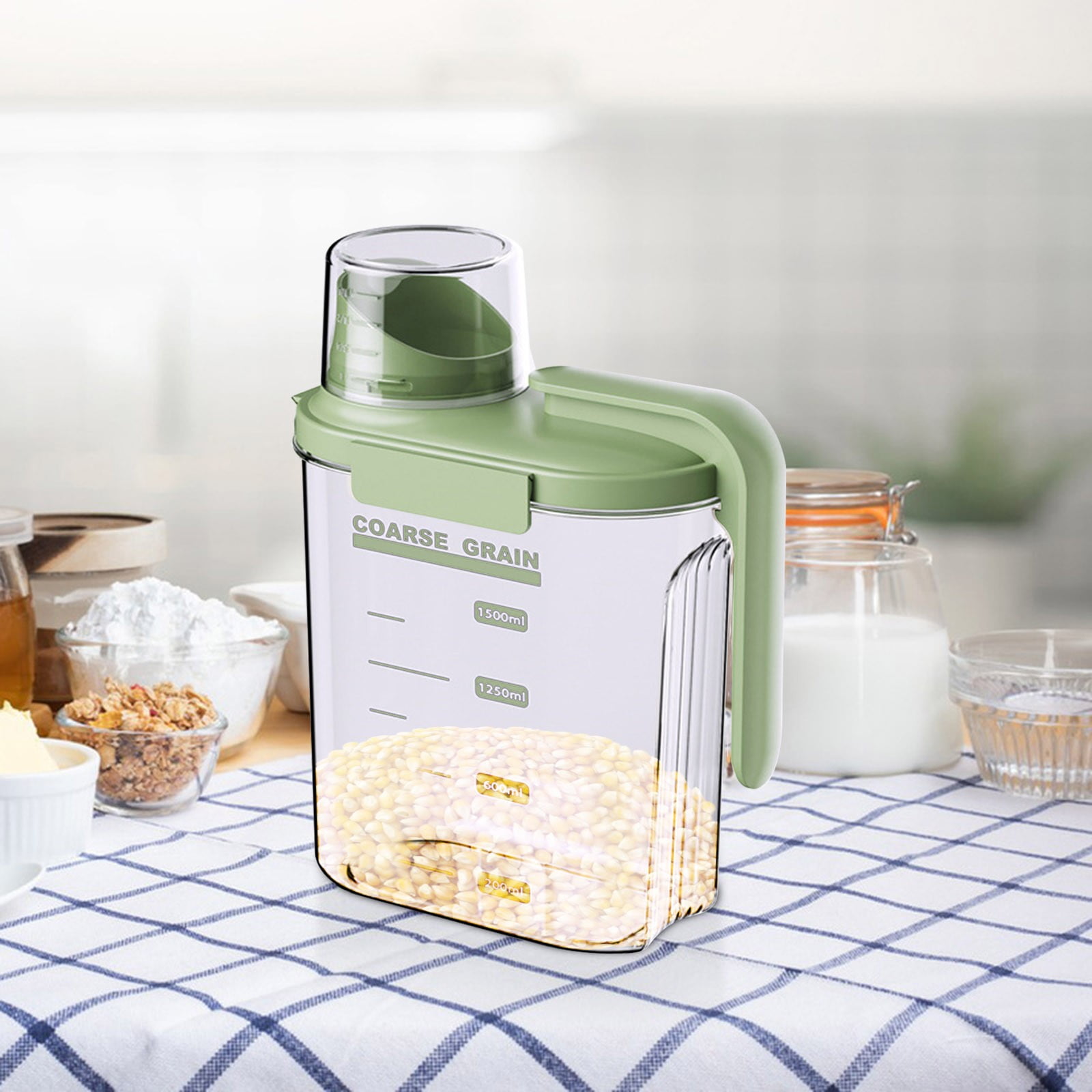 dajkiuy Kitchen Storage Transparent Grain jar Plastic Storage Box ...