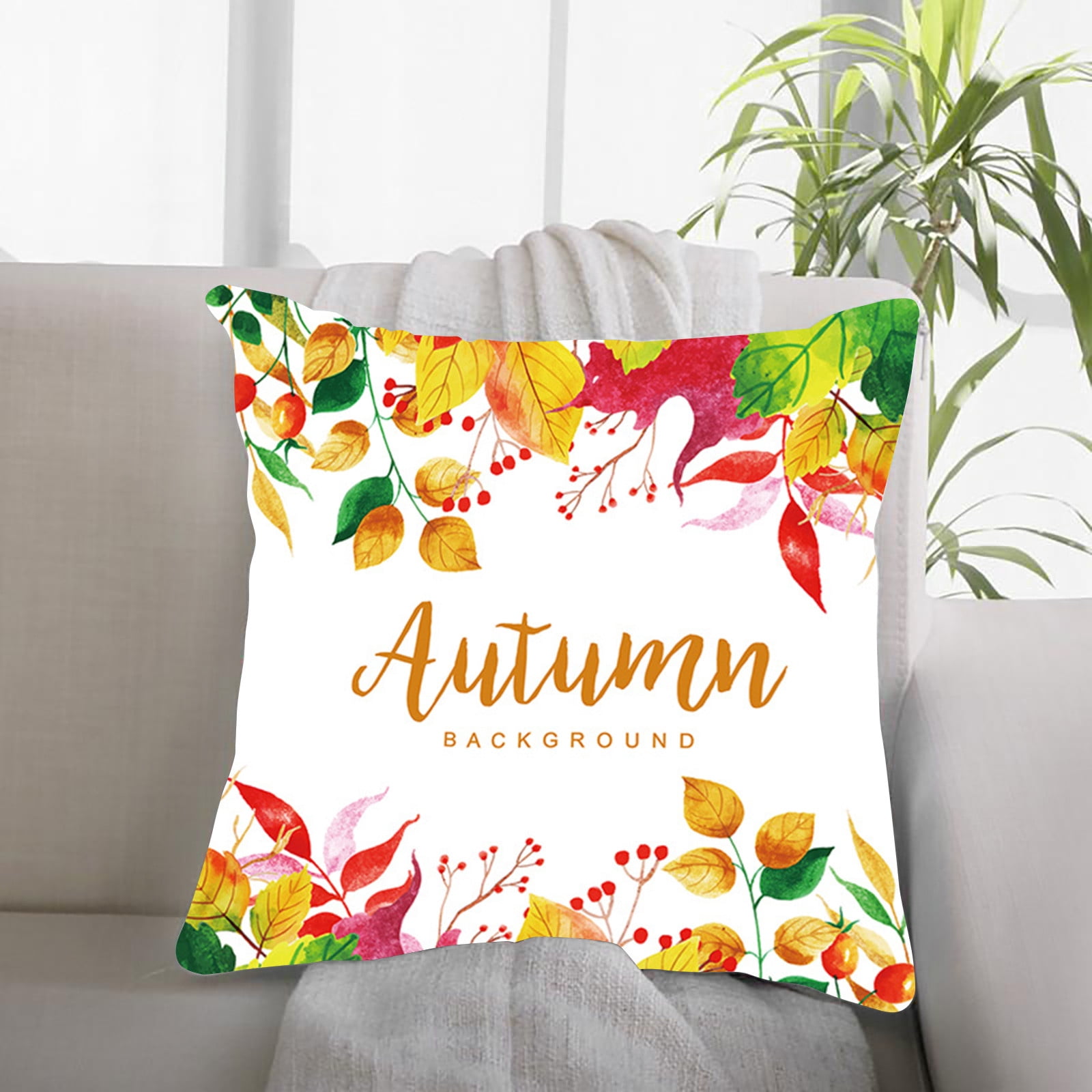 dajkiuy Leaves Throw Pillow Covers 18 x 18 Inch Autumn Leaf Decorative ...