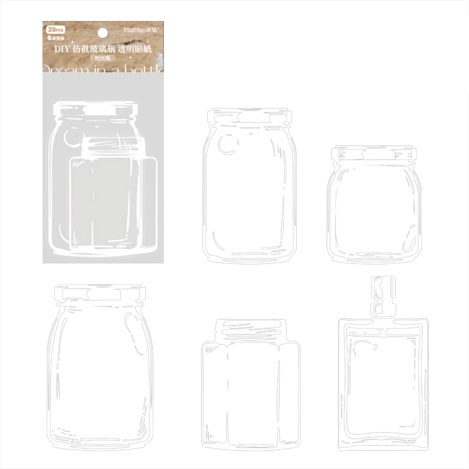 dajkiuy Transparent Sticker Package Bottle Dried Flower Hand Account ...