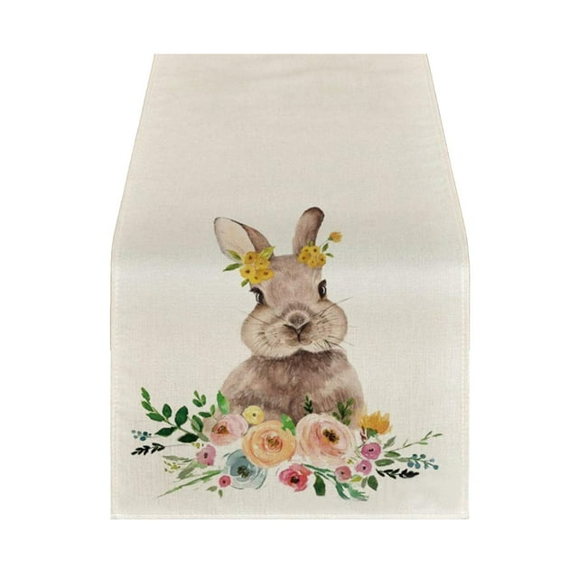 dajkiuy Easter Bunny Table Runner,Easter Table Runner, Holiday Spring ...