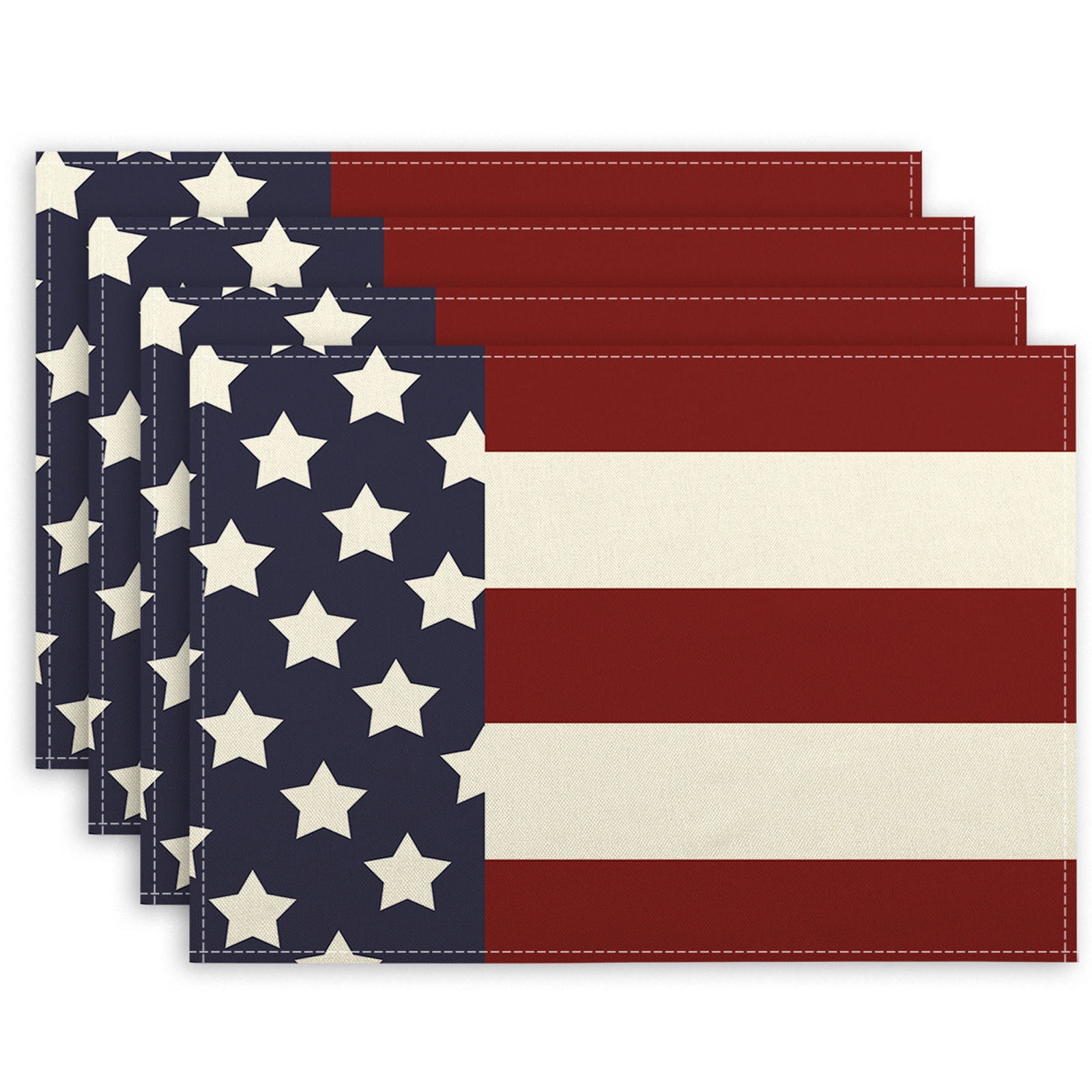 dajkiuy July 4th Placemats Set of 4,Red White Blue Heat Resistant ...