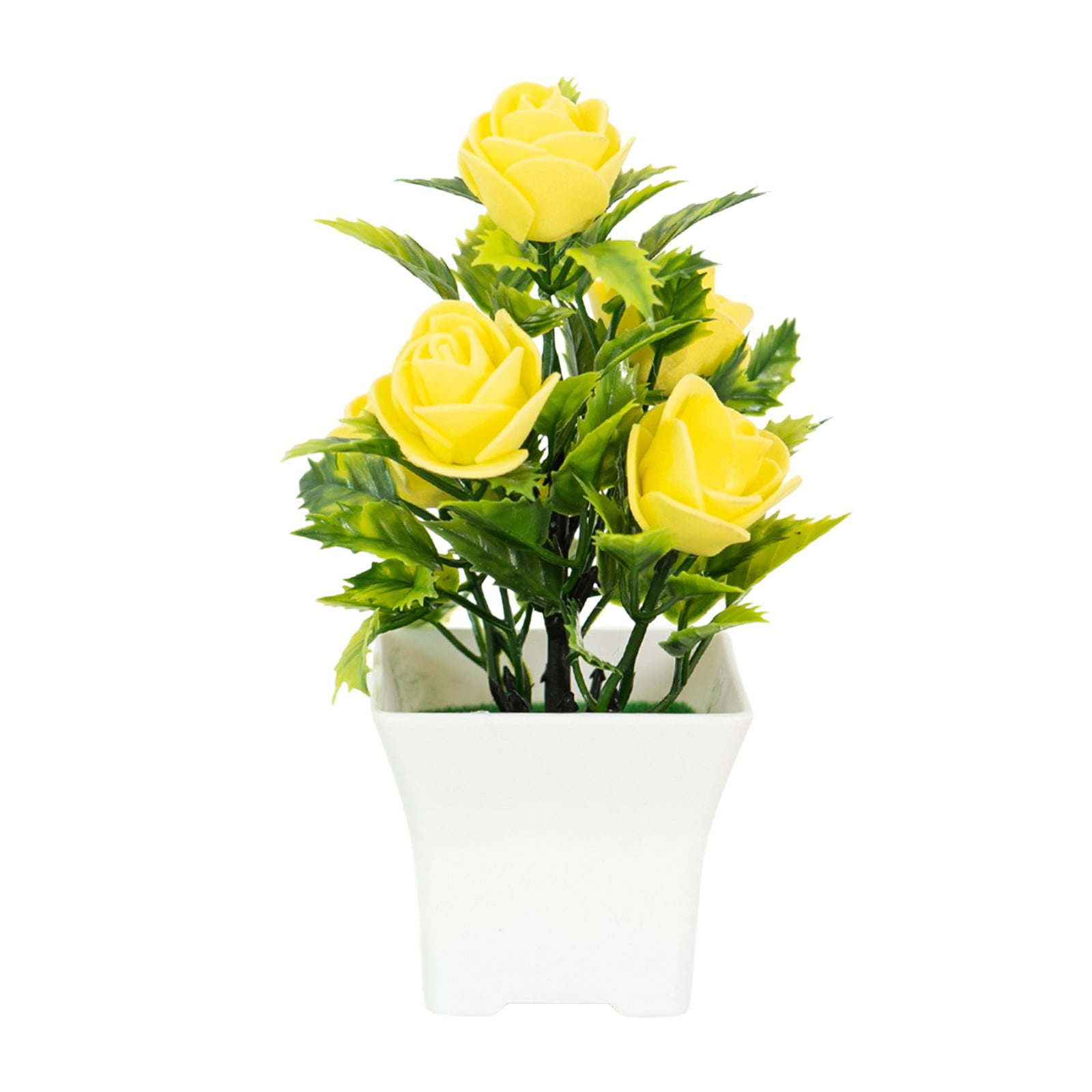 dajkiuy Mini Potted Flowers, Yellow Rose Artificial Flowers in Pot Fake ...