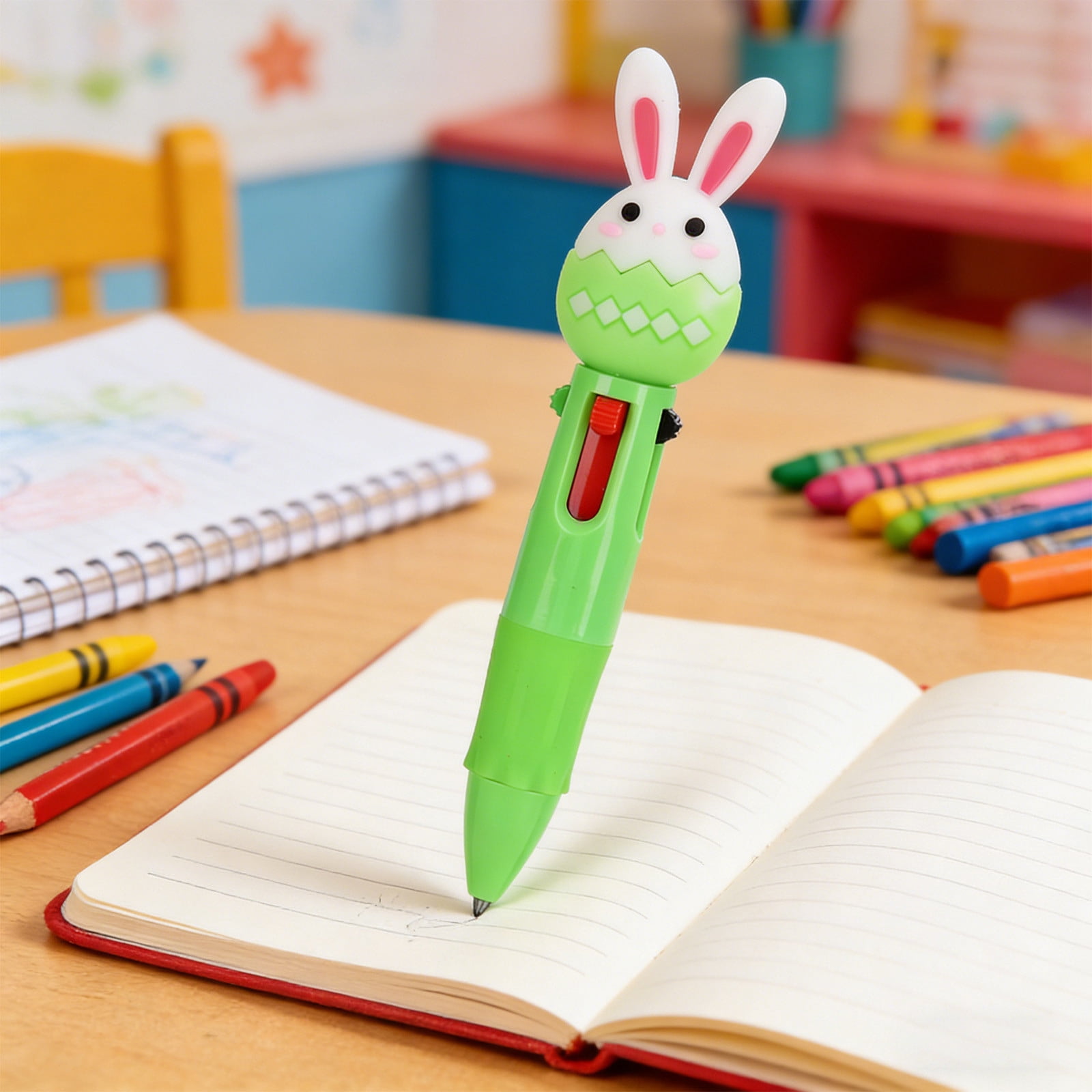dajkiuy Multicolor Pens, 4 in 1 Ballpoint Pen Cute Rabbit Eggs ...