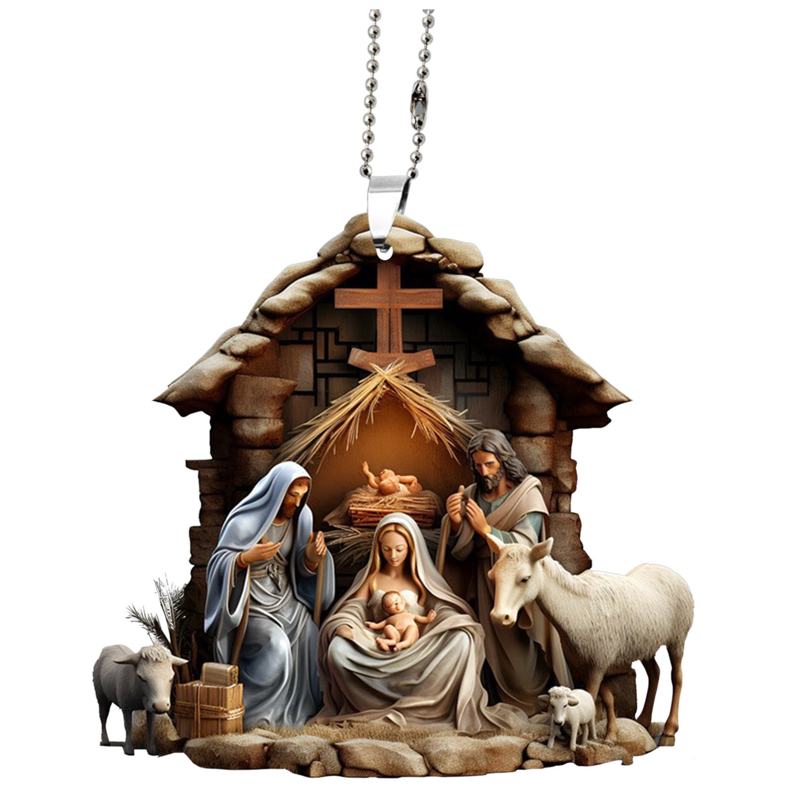 dajkiuy Nativity Christmas Ornament Acrylic 3D Christmas Nativity Scene ...