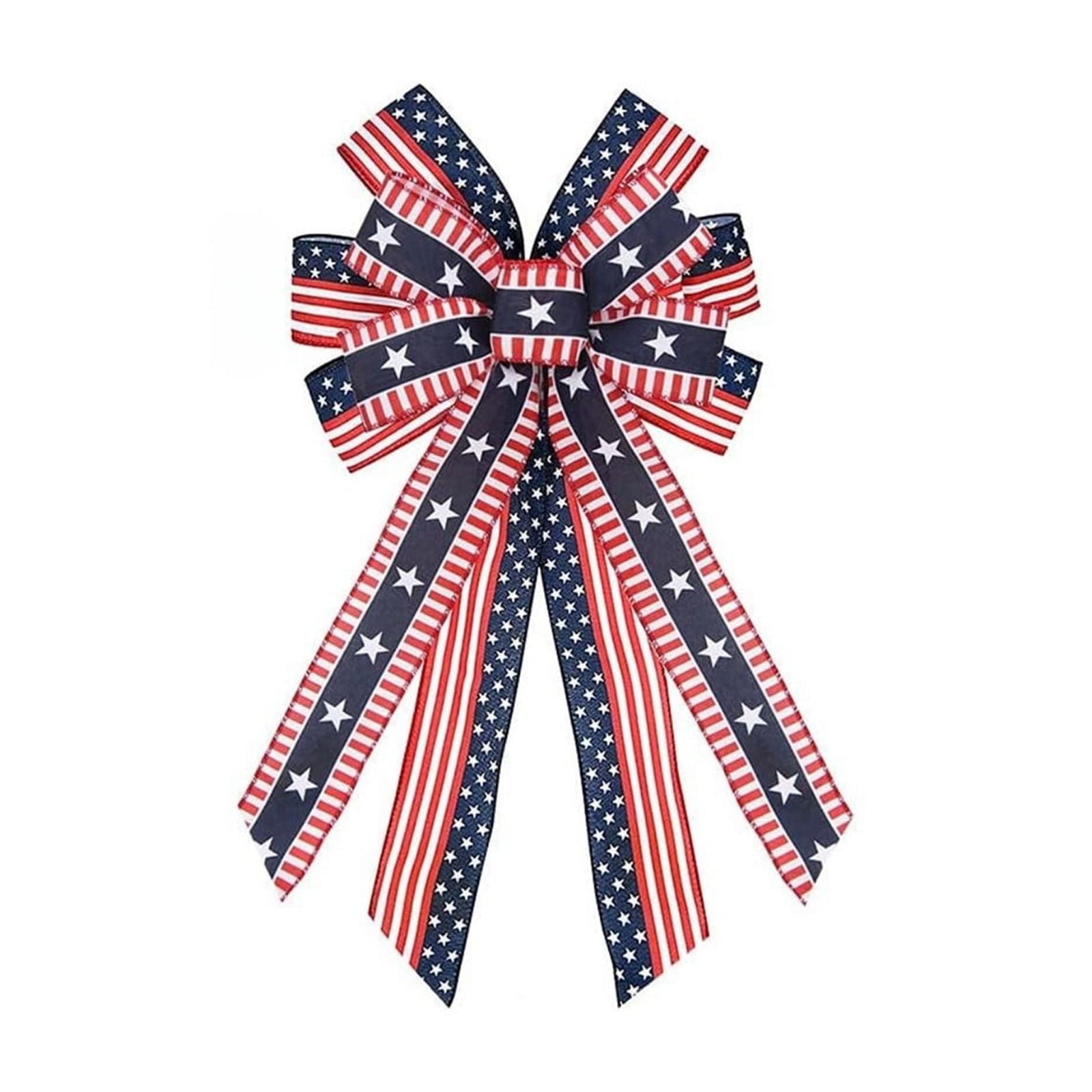 dajkiuy Patriotic Bows for Wreaths Decorations,Red White Blue Stripe ...