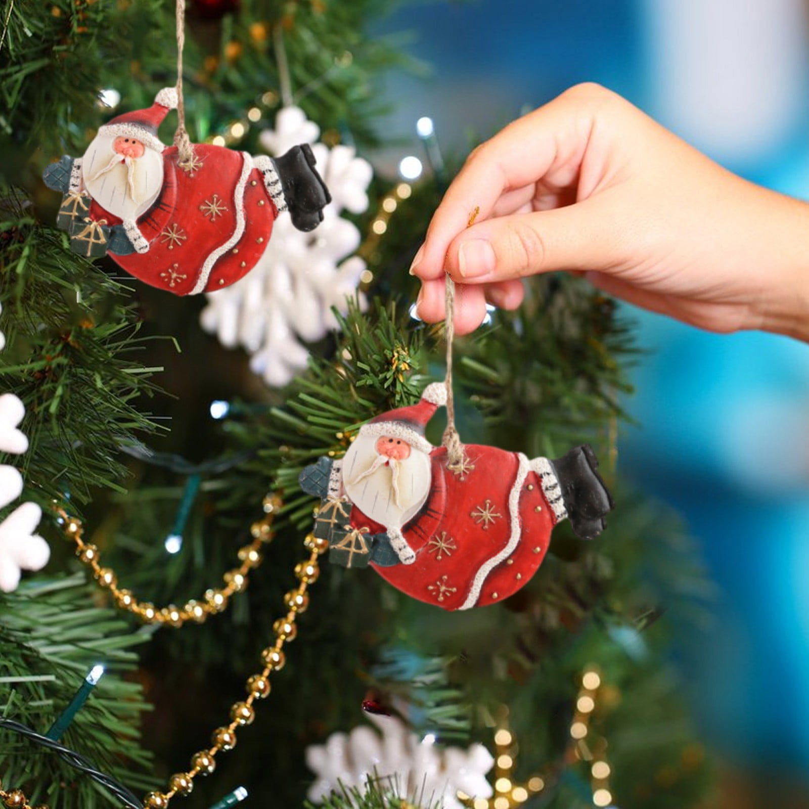 dajkiuy Resin Santa Claus Ornaments,4" Mini Red Santa Figurines ...