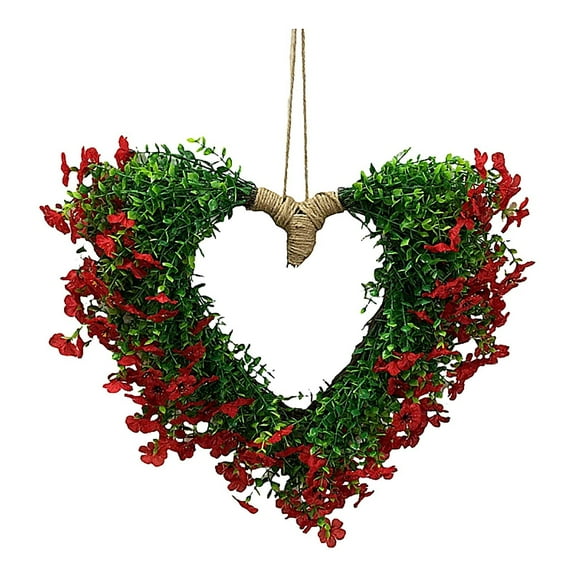 dajkiuy Valentine Heart Shaped Wreaths, 22 Inch Artificial Greenery ...