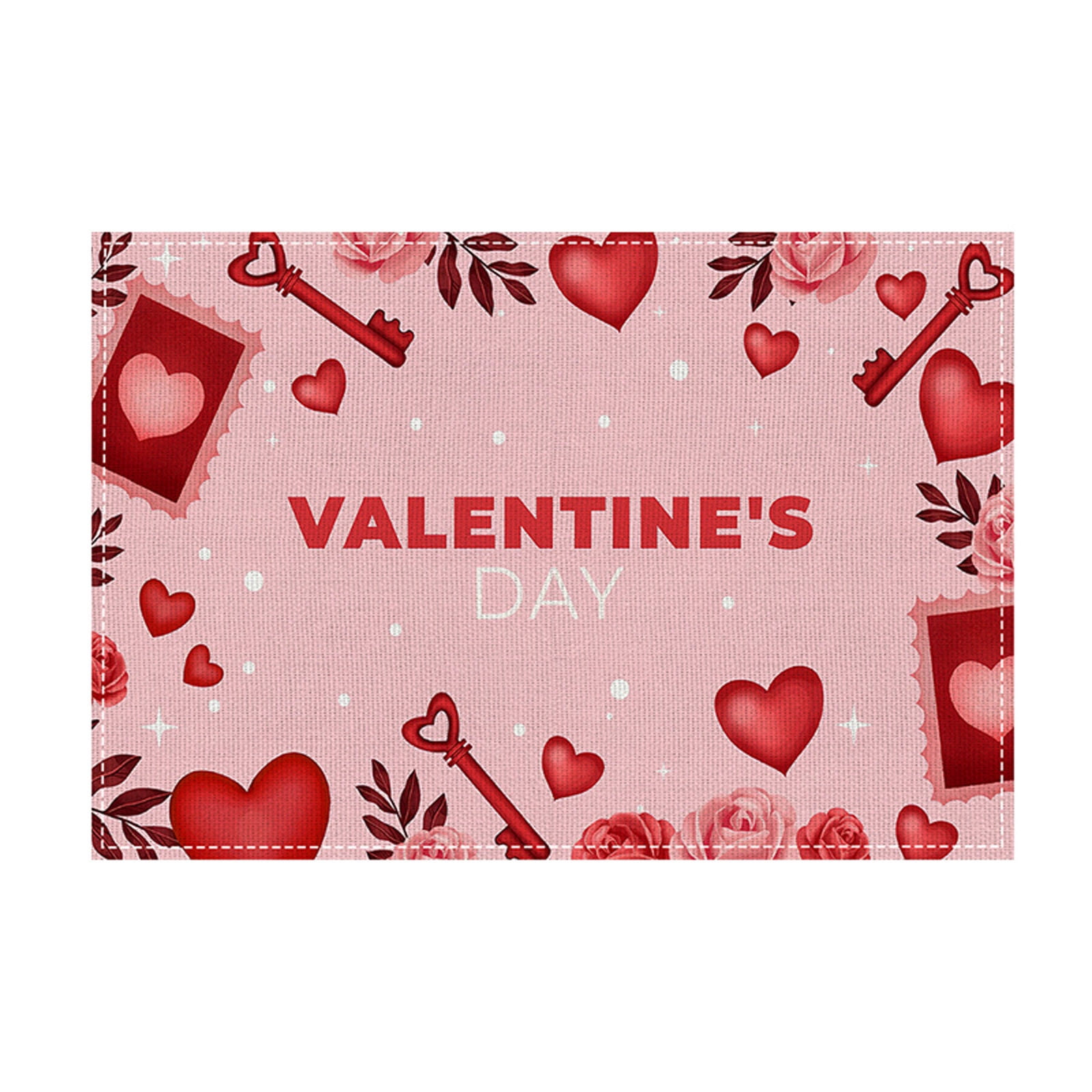 dajkiuy Valentine's Day Placemats - 12x18 Inch Rustic Pink Red Love ...
