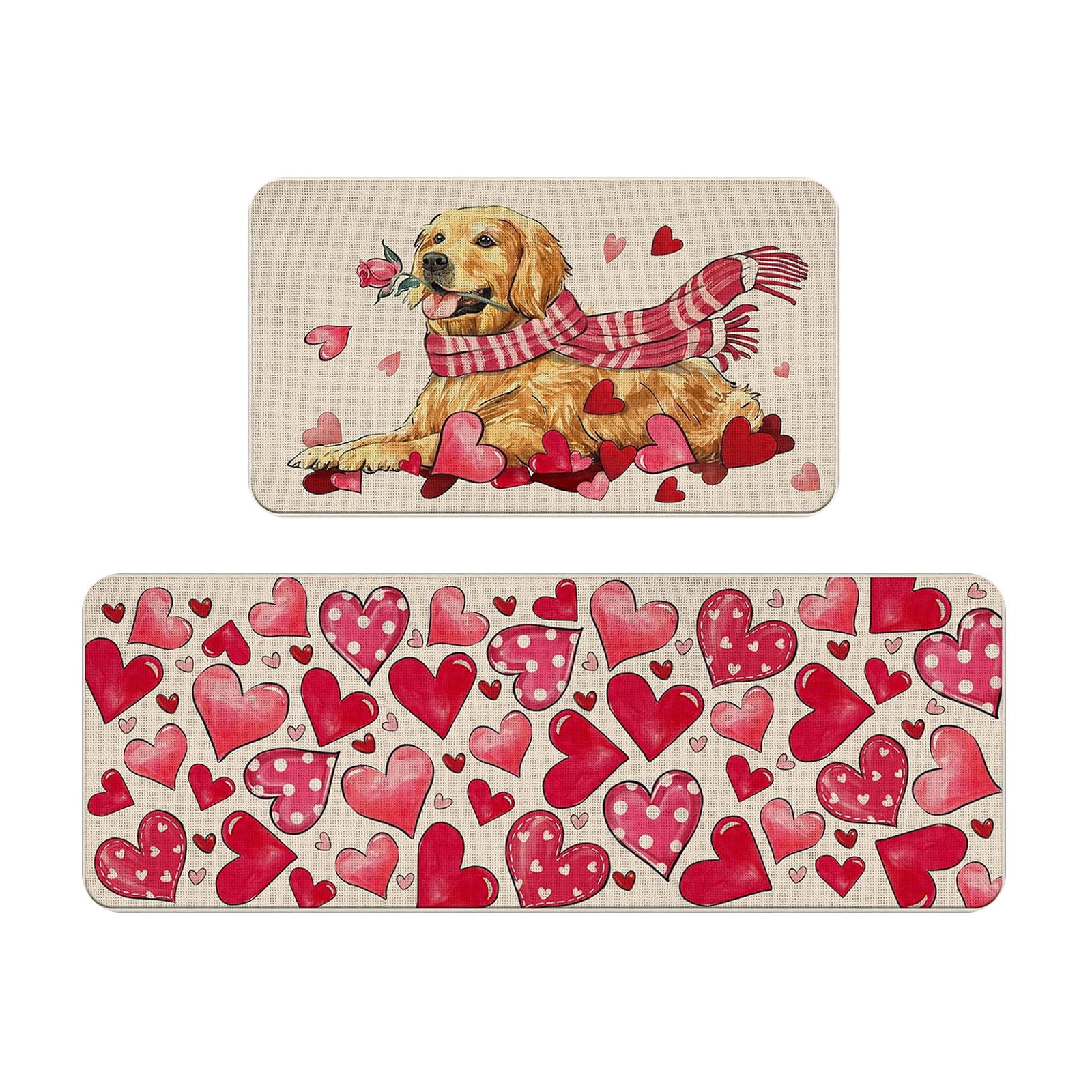 dajkiuy Valentines Day Kitchen Mats Set of 2,Valentine's Day ...