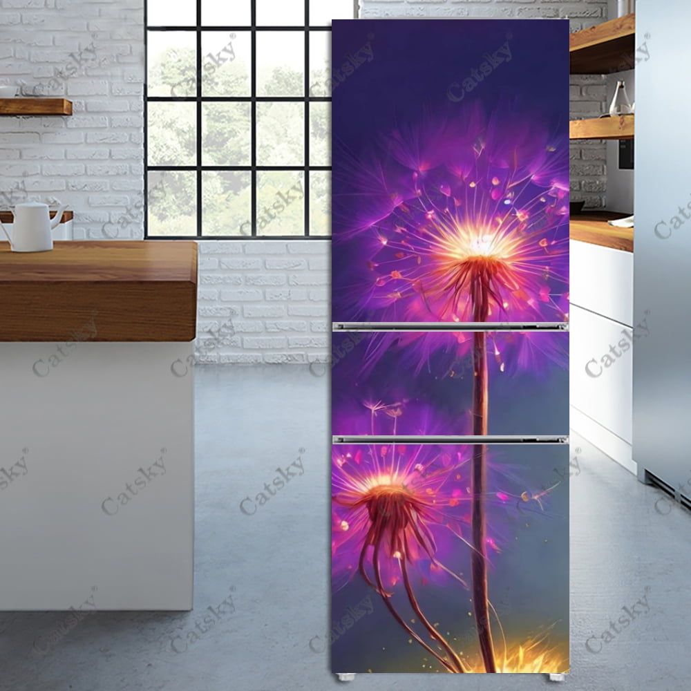 dandelion Fridge Stickers Fridge Door Sticker Stickers Floral Vinyl ...